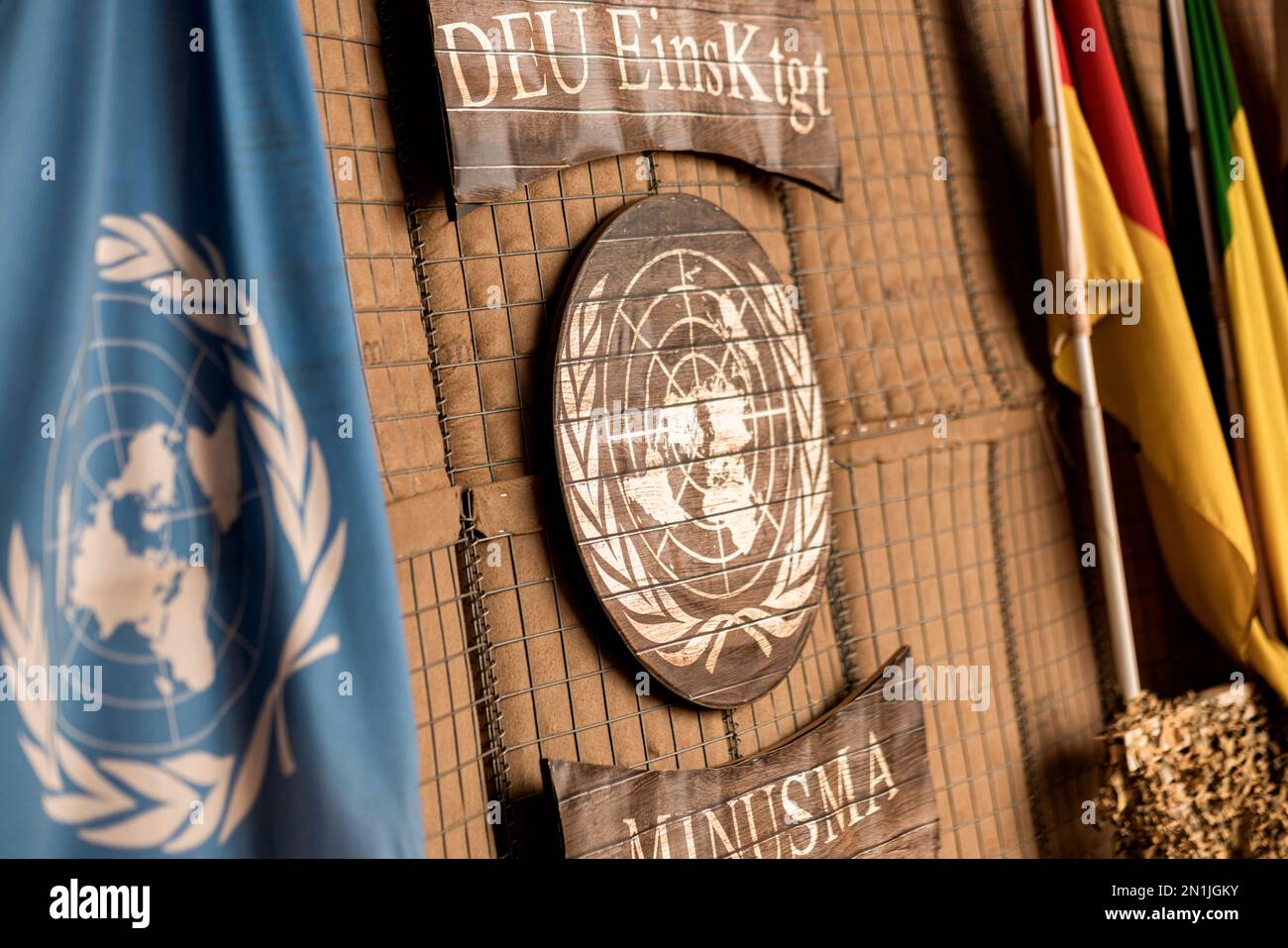 Gao, Mali. 02nd Feb, 2023. MINUSMA coat of arms in the German Armed ...