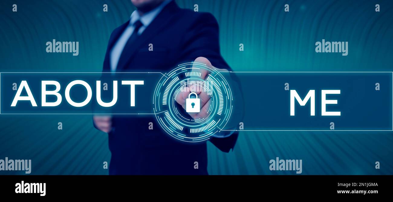 Inspiration showing sign About Me, Business concept My Personal ...