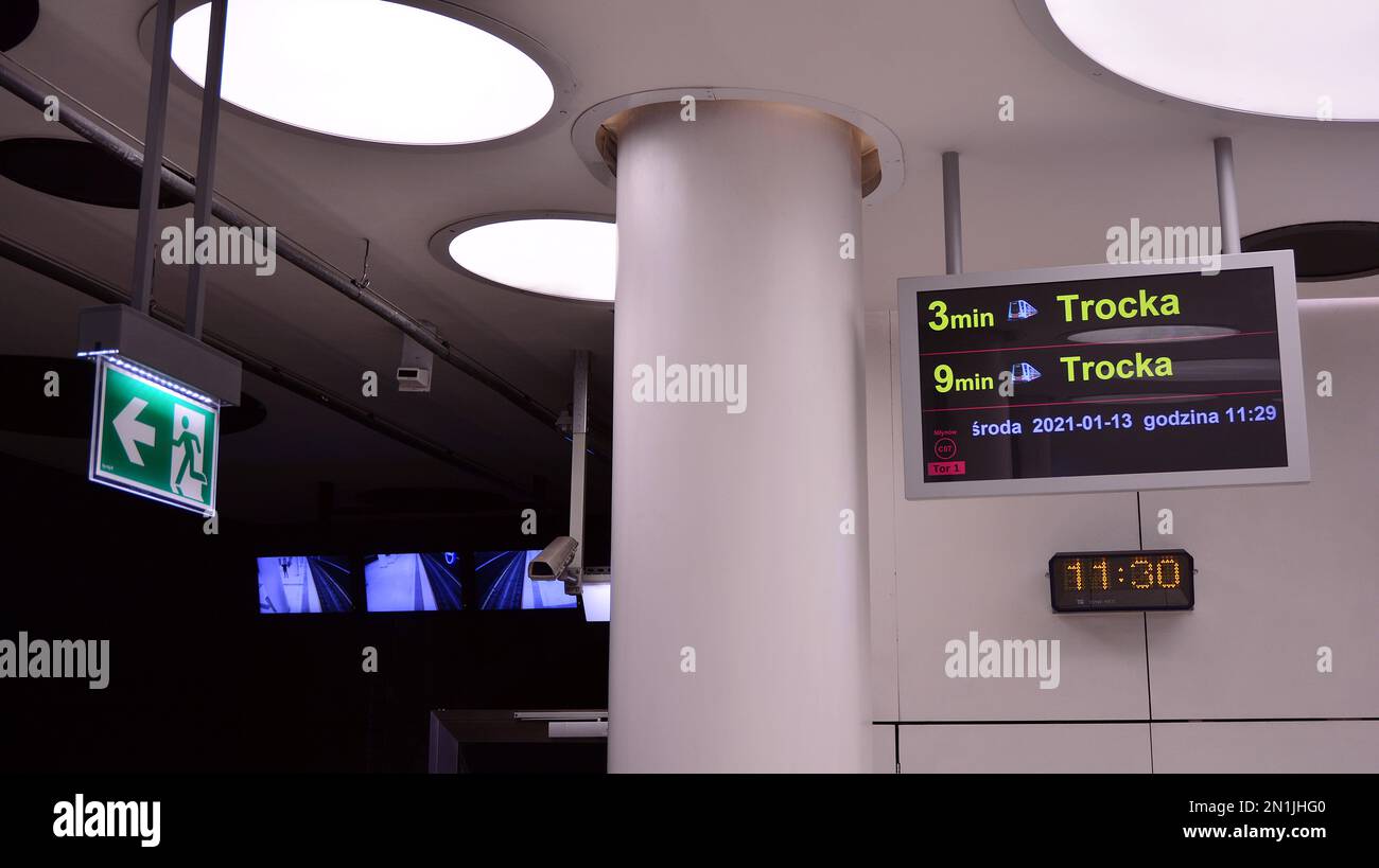 Warsaw, Poland. 24 November 2020. Second line of Warsaw Subway system ...