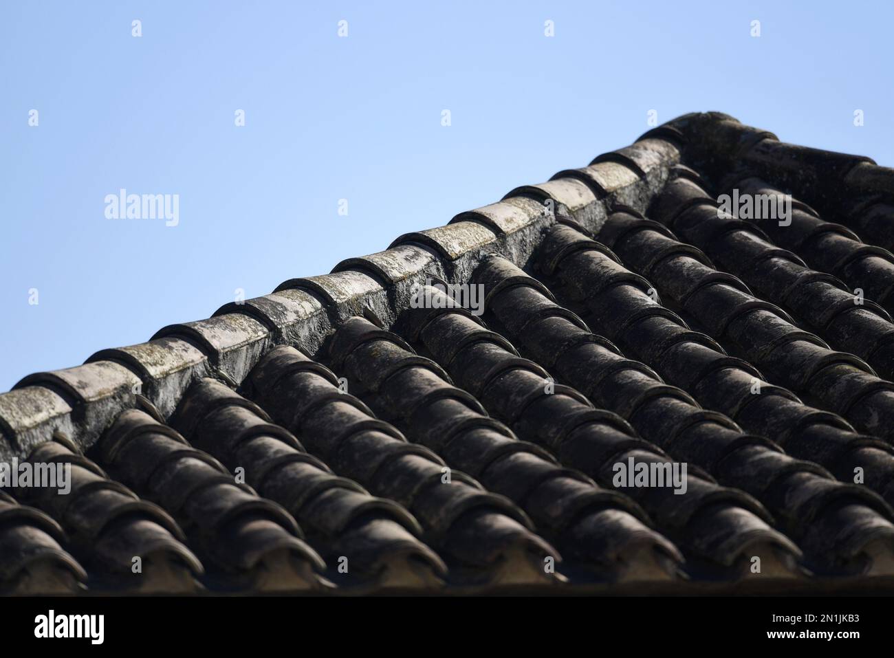 Traditional handcrafted antique terracotta clay tile rooftop Stock ...