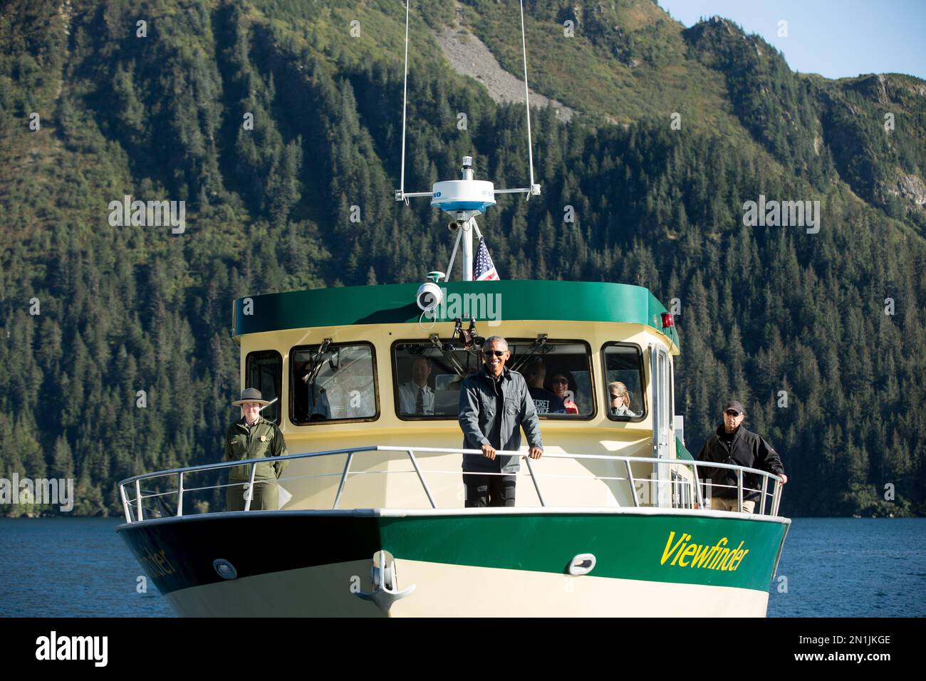 President Barack Obama stops at Thumb Cove to look at three glaciers ...