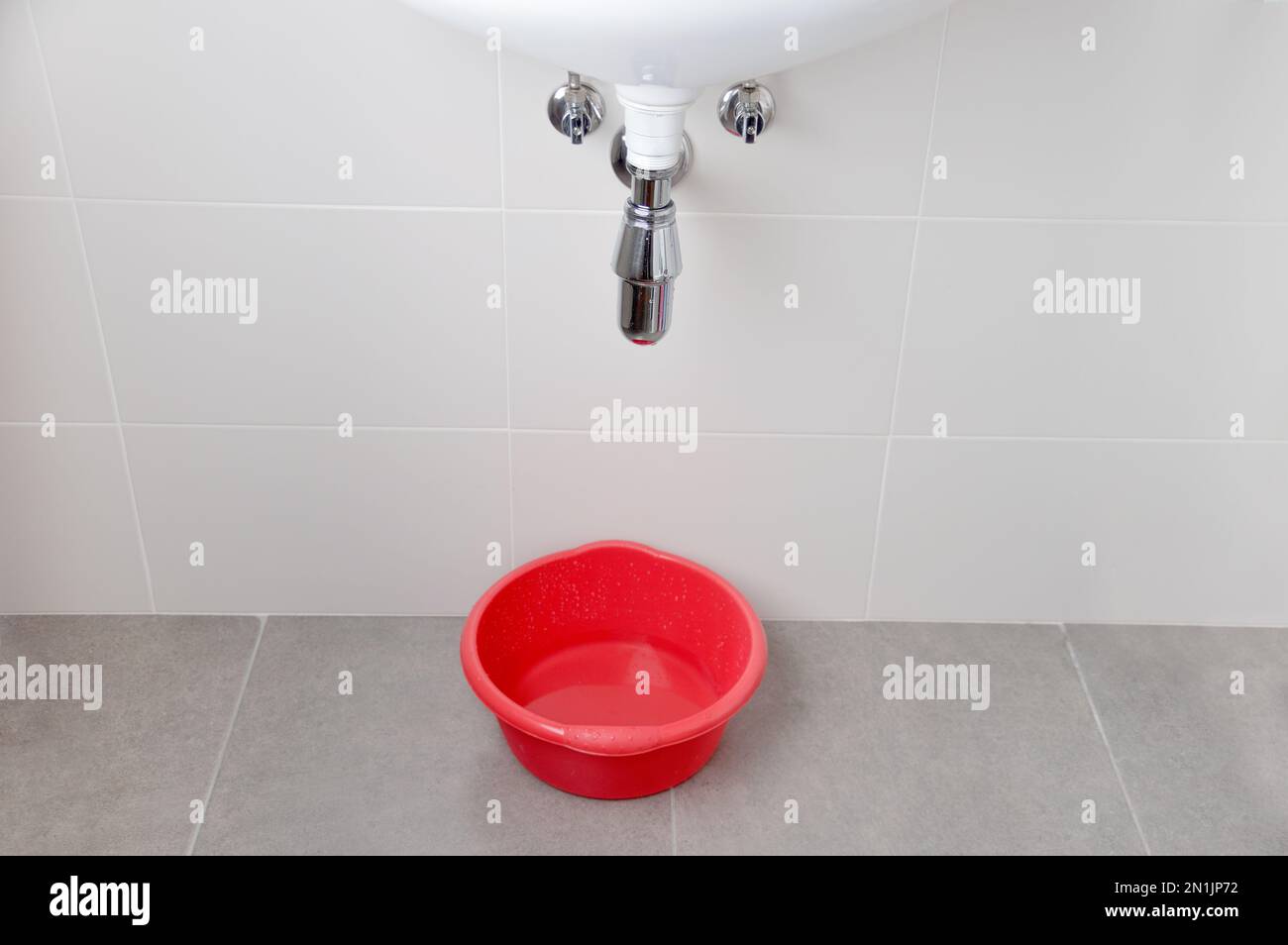 Water damage in home caused by due to clogged sanitary drain Stock ...