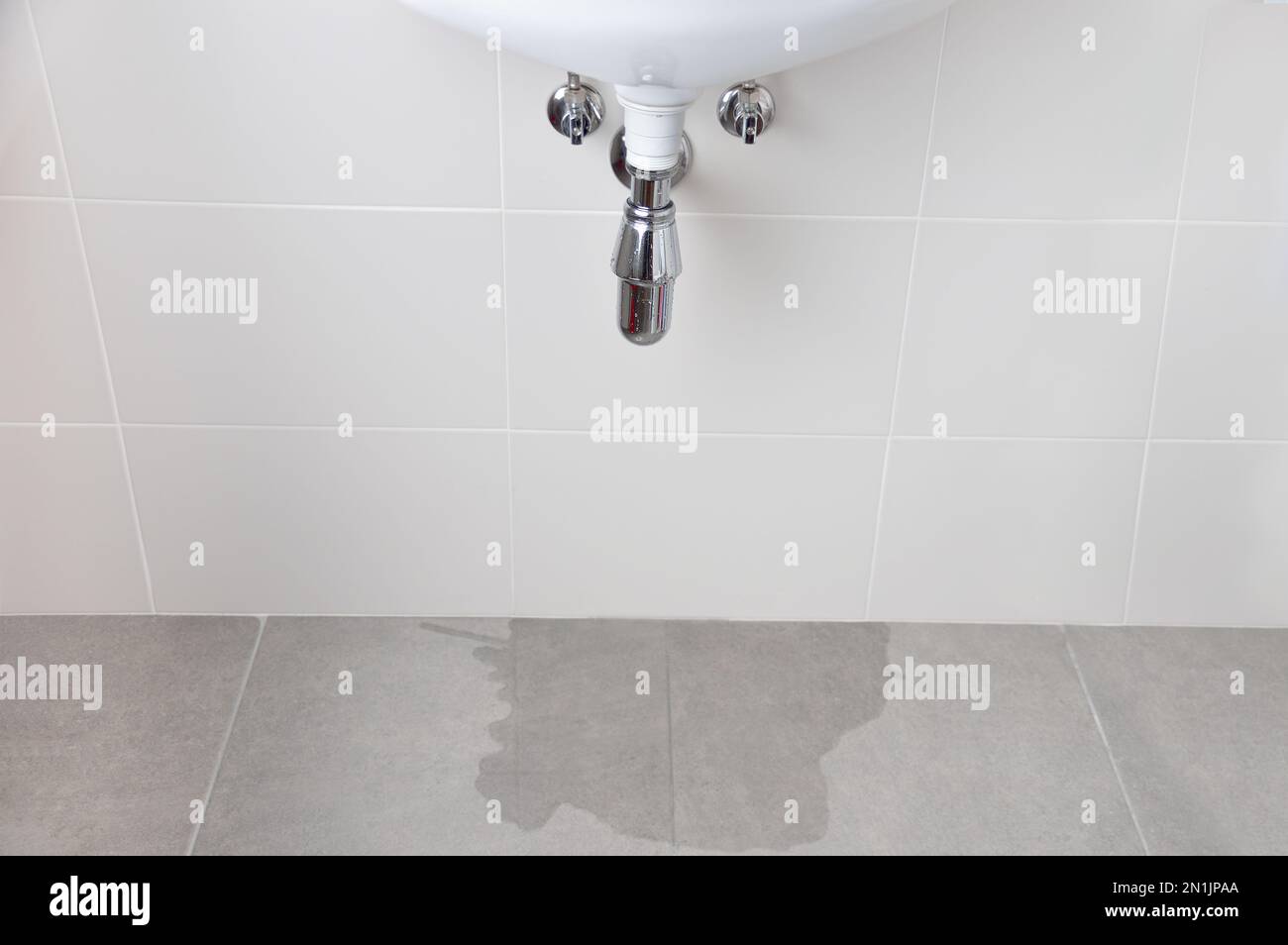 Water damage in home caused by due to clogged sanitary drain Stock ...