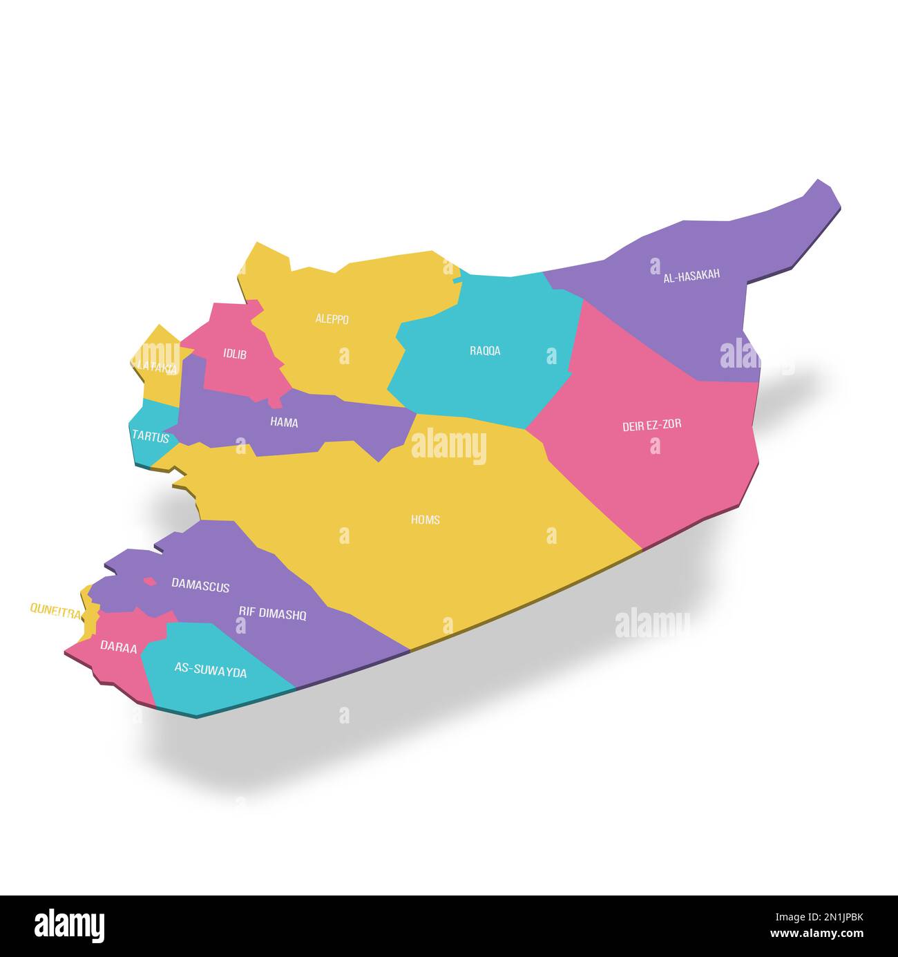 Syria political map of administrative divisions - governorates. 3D ...