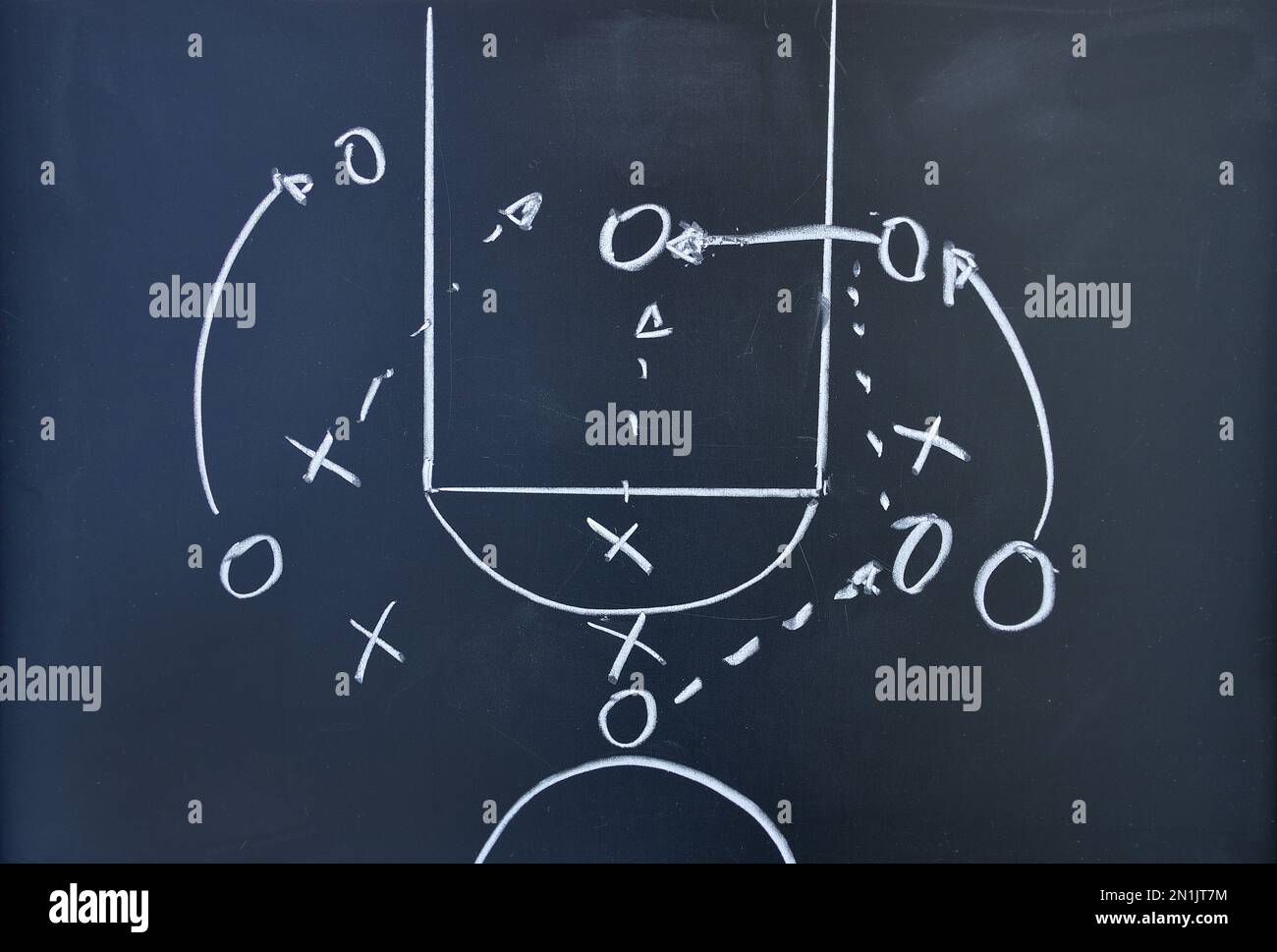 Scheme basketball game on blackboard background Stock Photo - Alamy