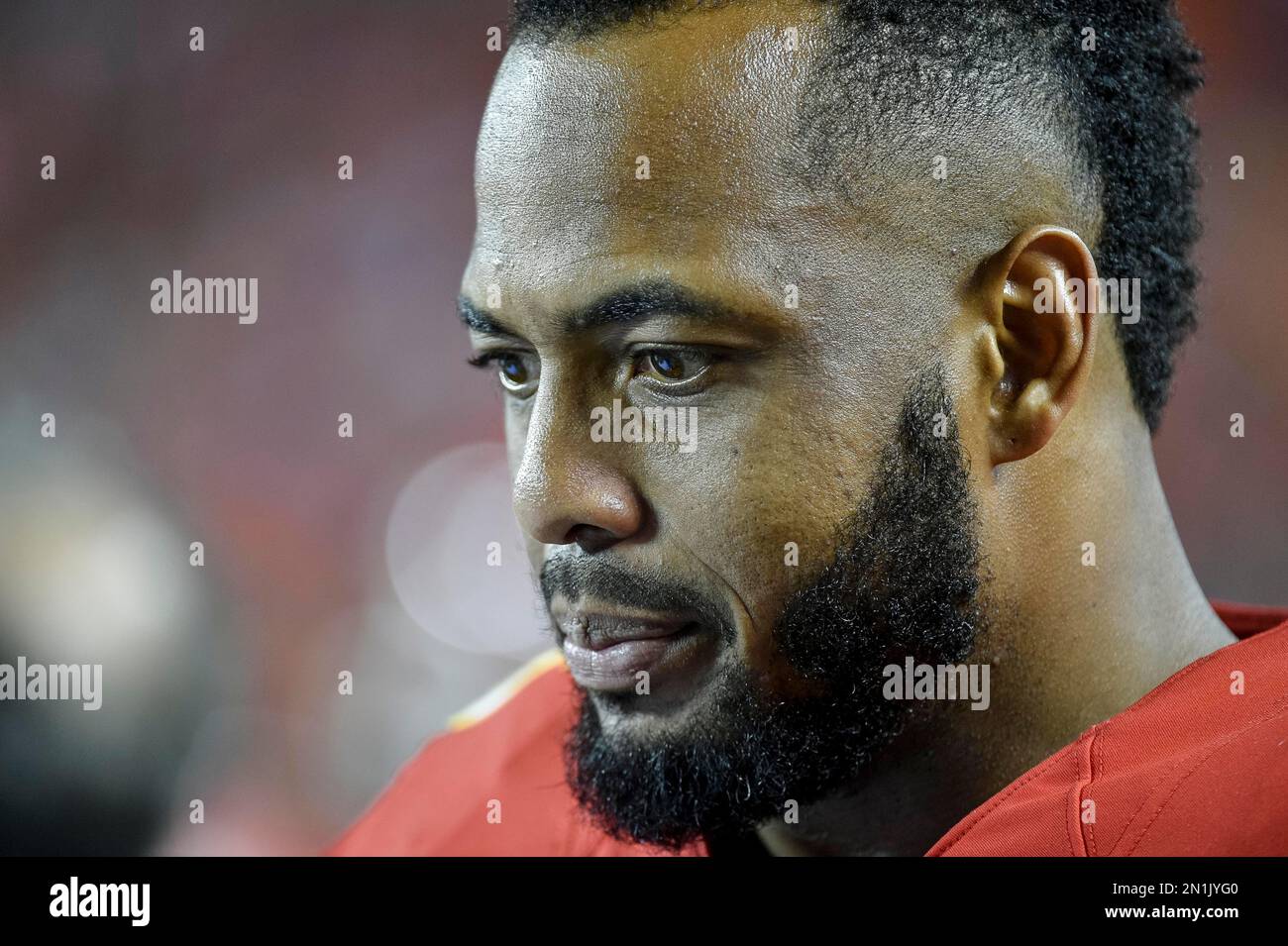 Kansas City Chiefs inside linebacker Derrick Johnson on the sidelines ...