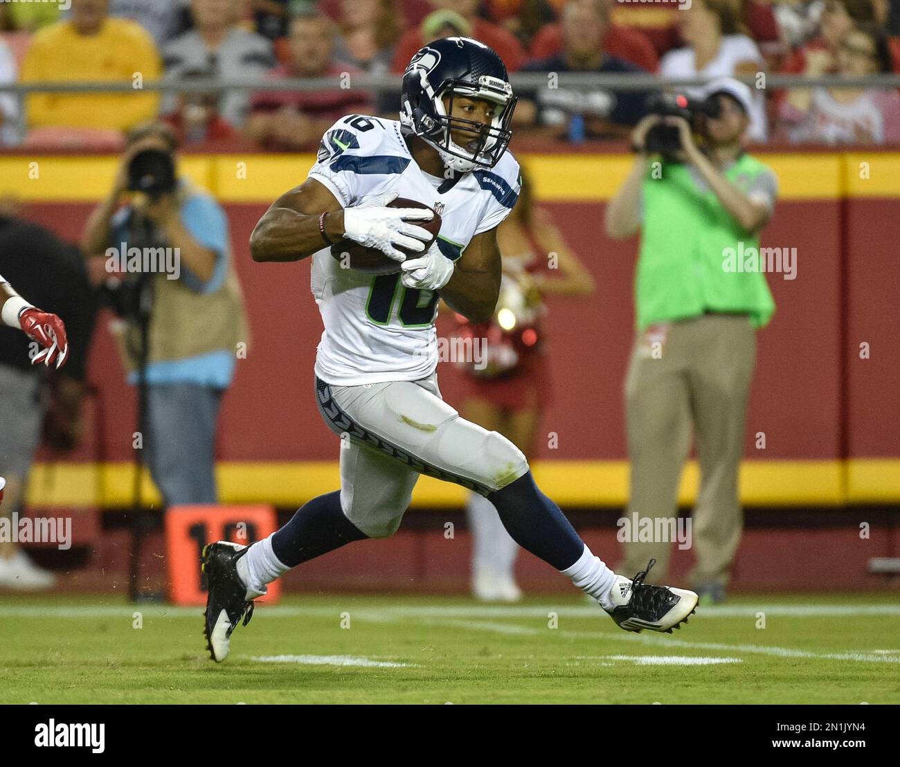 Seattle Seahawks wide receiver Tyler Lockett runs after a catch during ...