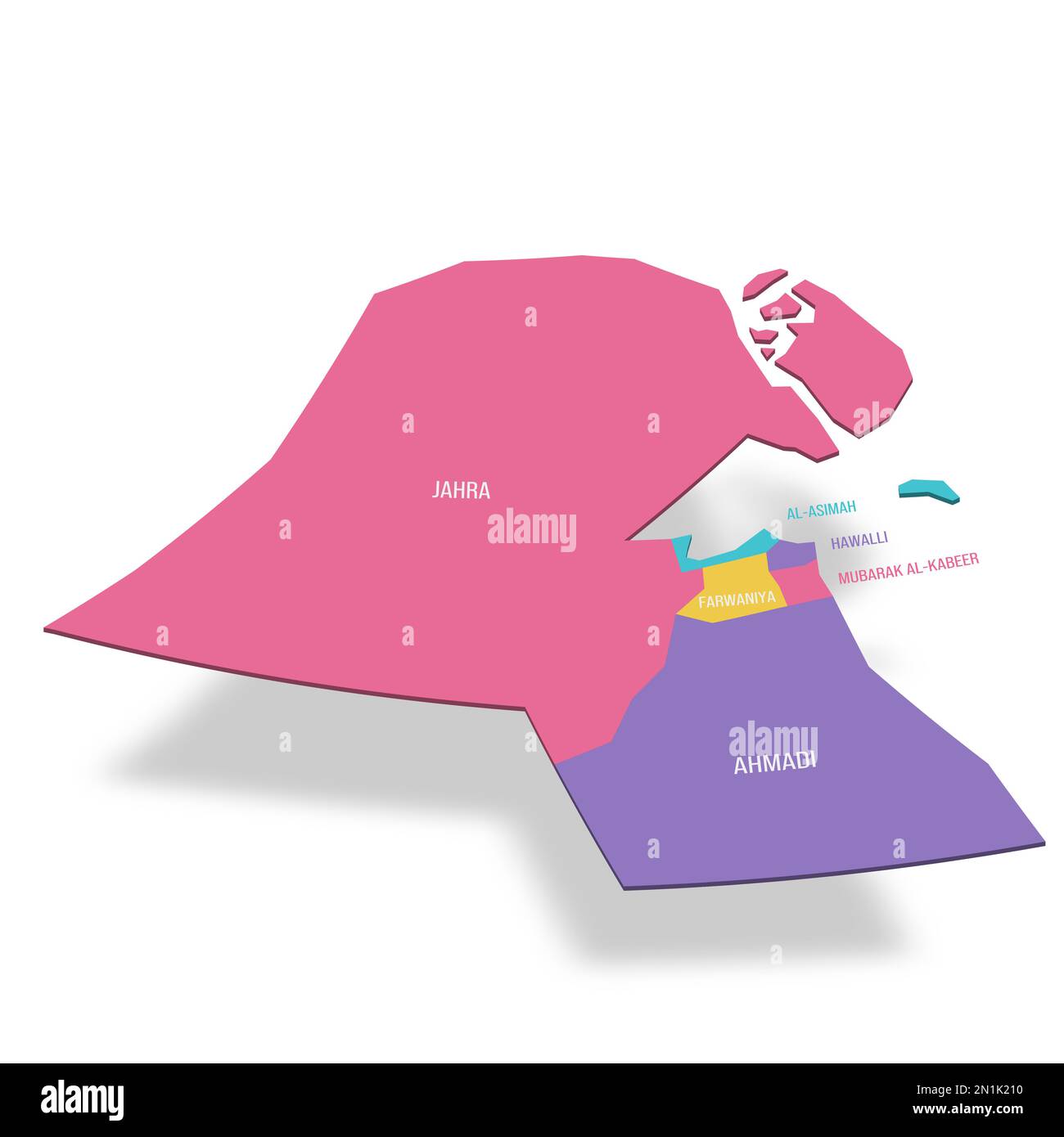 Kuwait political map of administrative divisions - governorates. 3D ...