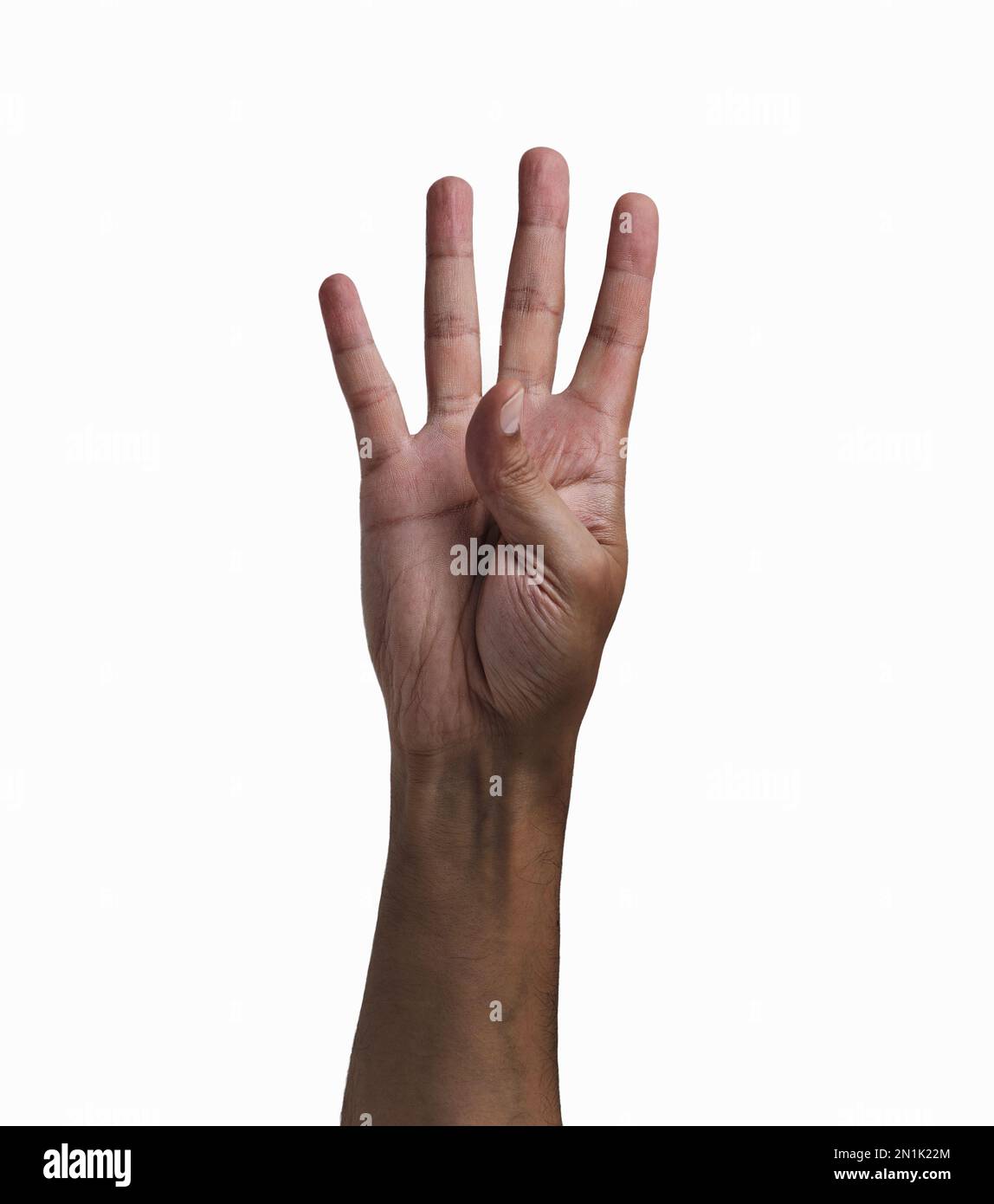 Male hand showing four fingers hi-res stock photography and images - Alamy