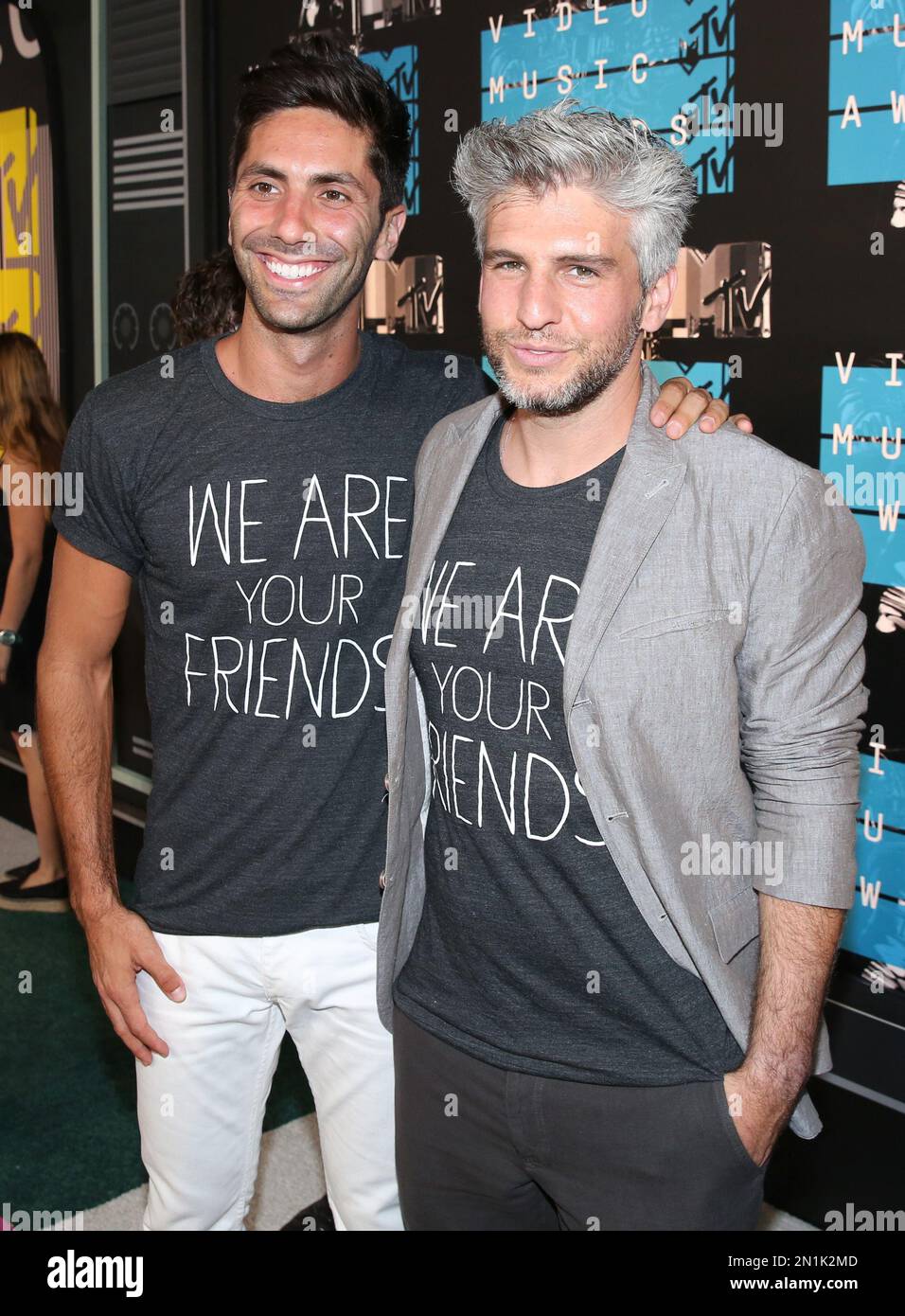 Nev Schulman, left and Max Joseph arrive at the MTV Video Music Awards ...