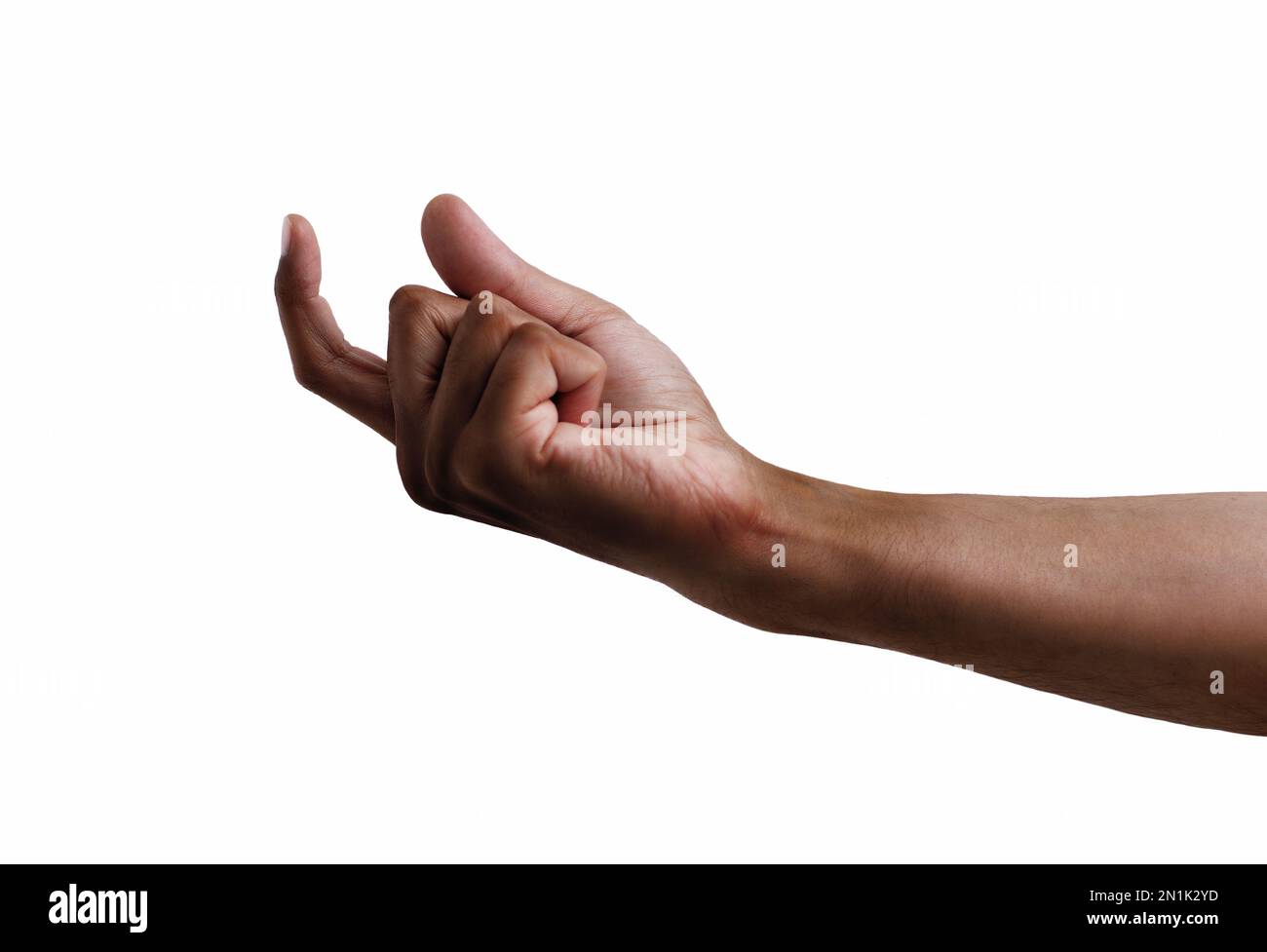 African man hand beckoning isolated on white Stock Photo - Alamy