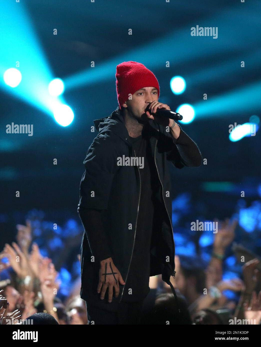 Tyler Joseph of 21 Pilots performs at the MTV Video Music Awards at the ...