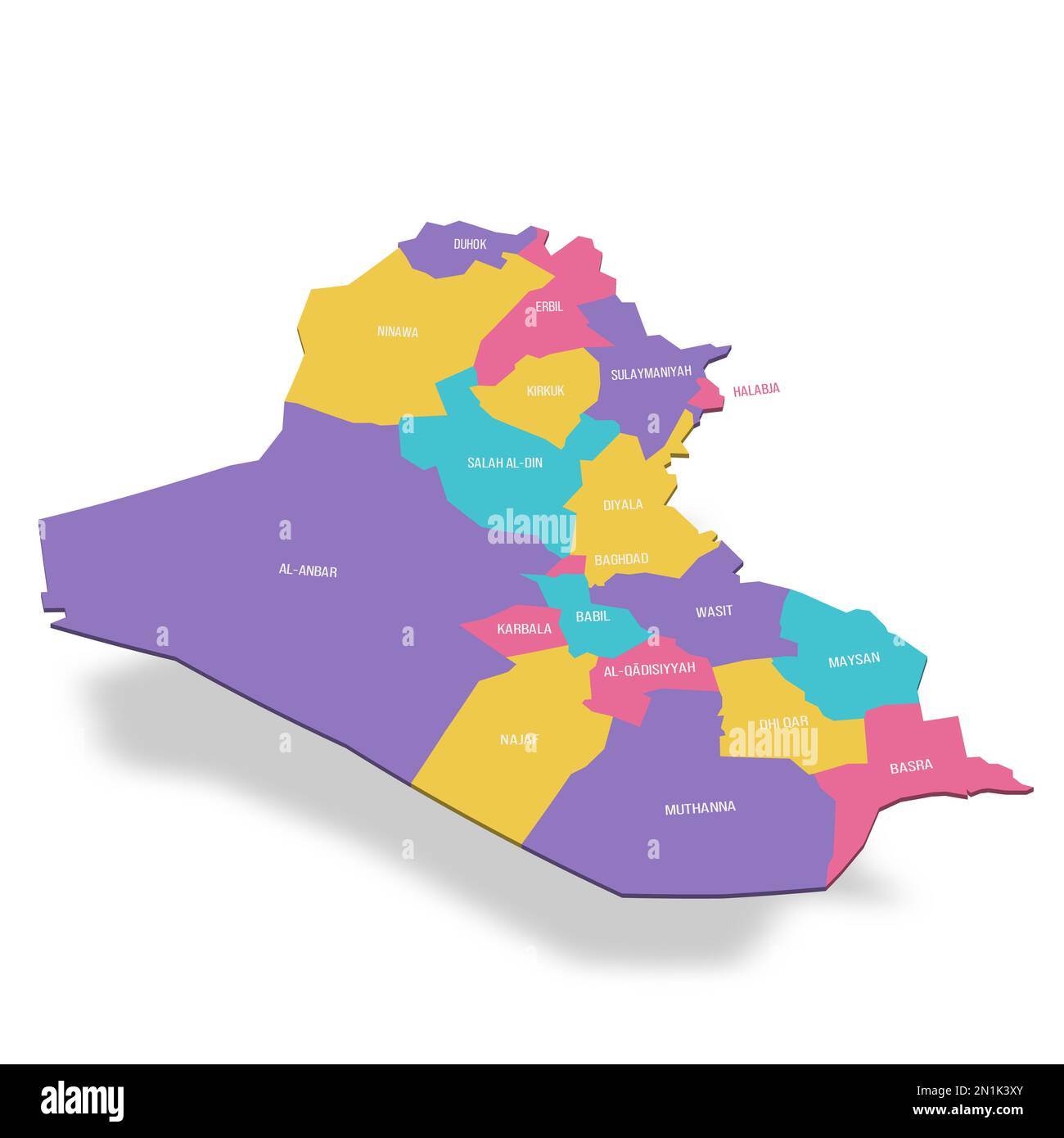 Iraq political map of administrative divisions - governorates and ...