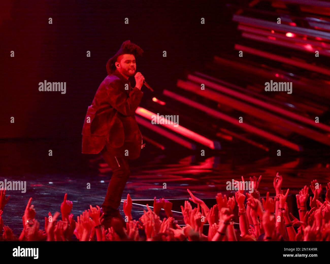 The Weeknd performs at the MTV Video Music Awards at the Microsoft ...
