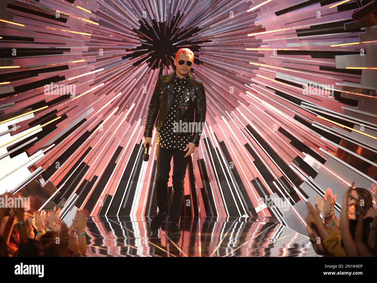 Jared Leto introduces a performance by The Weeknd at the MTV Video Music Awards at the Microsoft ...