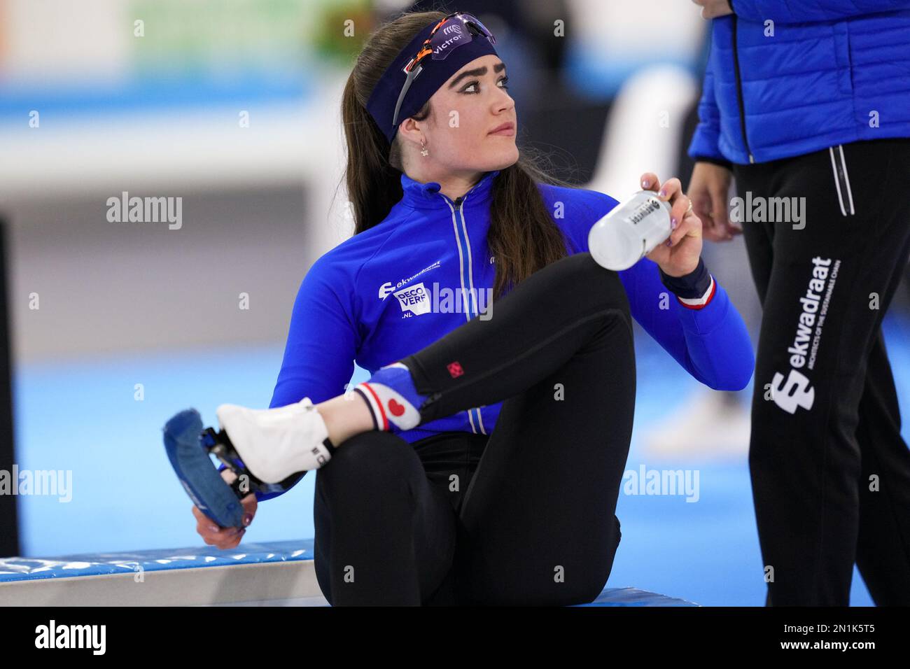 HEERENVEEN, NETHERLANDS - FEBRUARY 4: Isabel Grevelt before competing ...