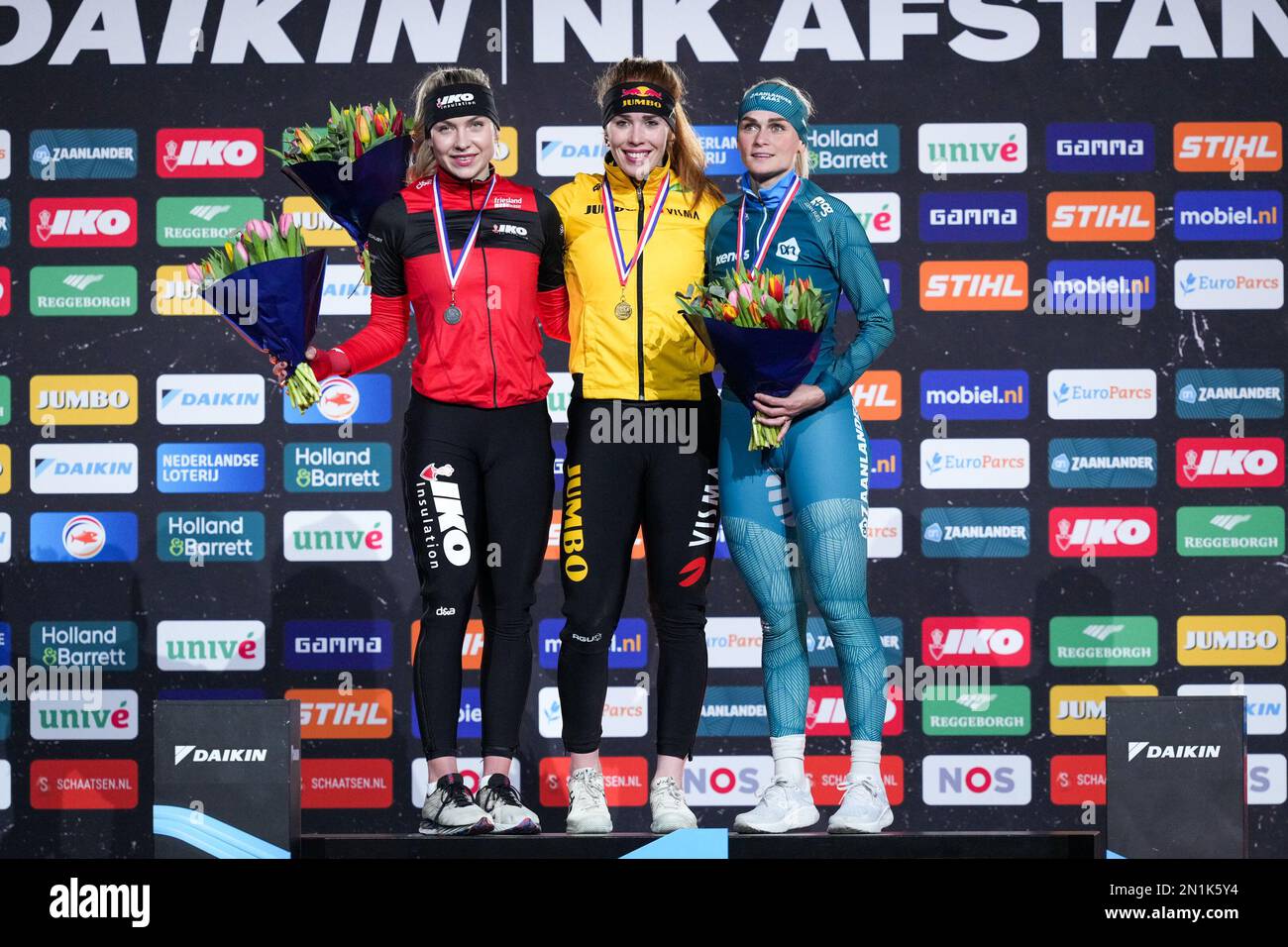 HEERENVEEN, NETHERLANDS - FEBRUARY 4: Joy Beune of Team IKO, Antoinette ...