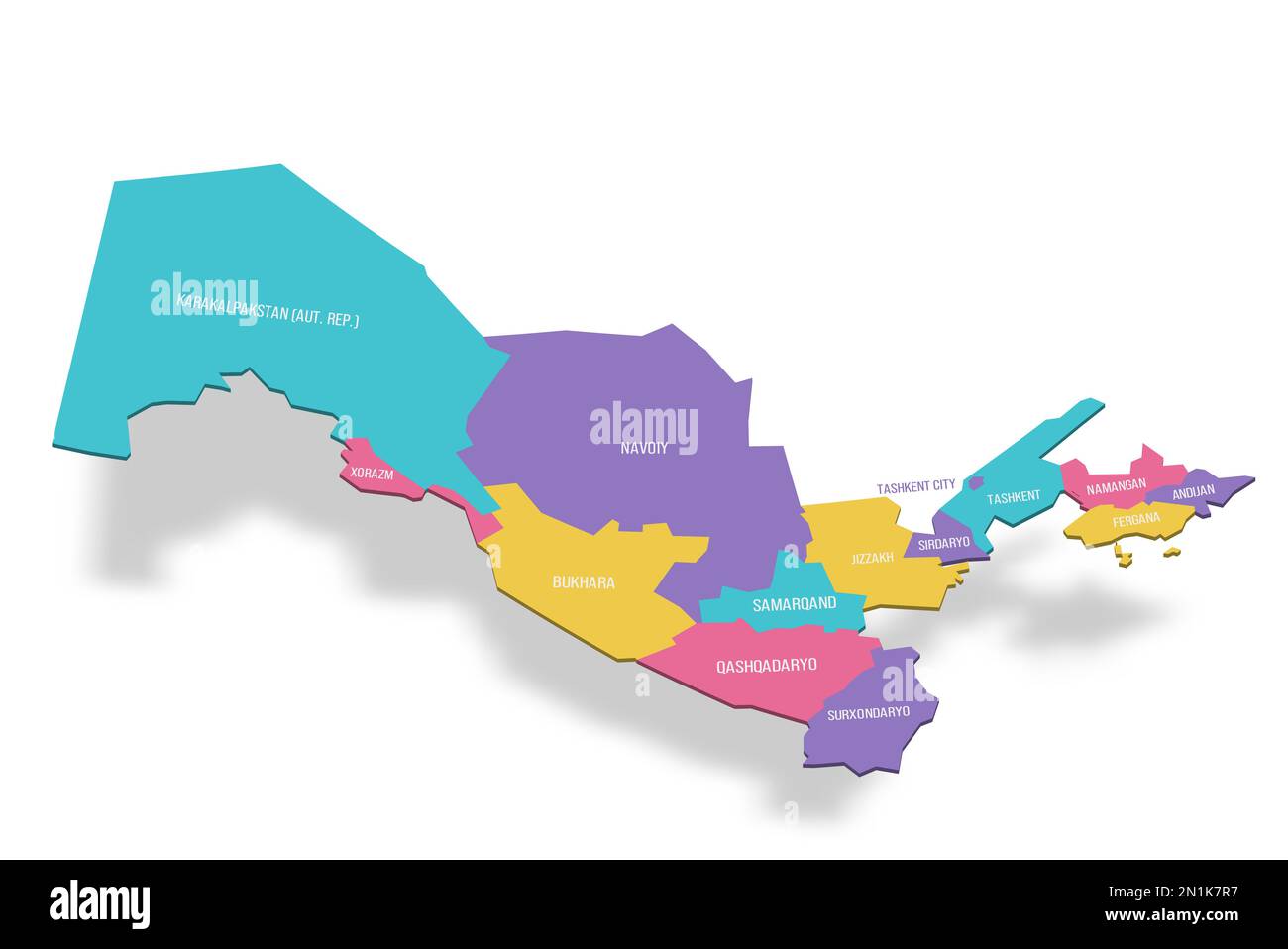 Uzbekistan political map of administrative divisions - regions ...