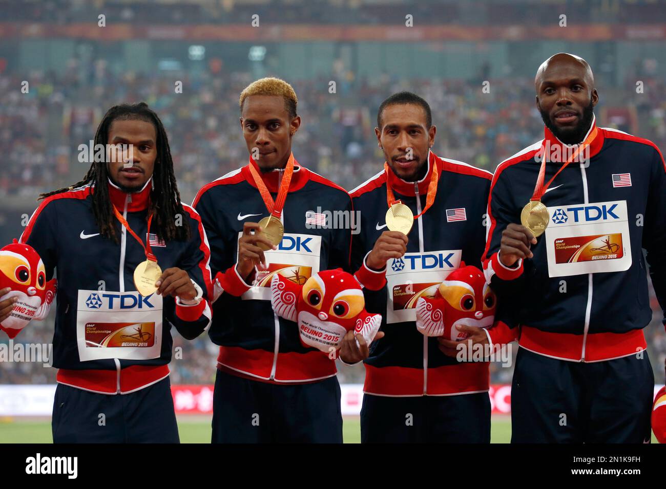 United States' Lashawn Merritt, Bryshon Nellum, Tony McQuay, and David ...