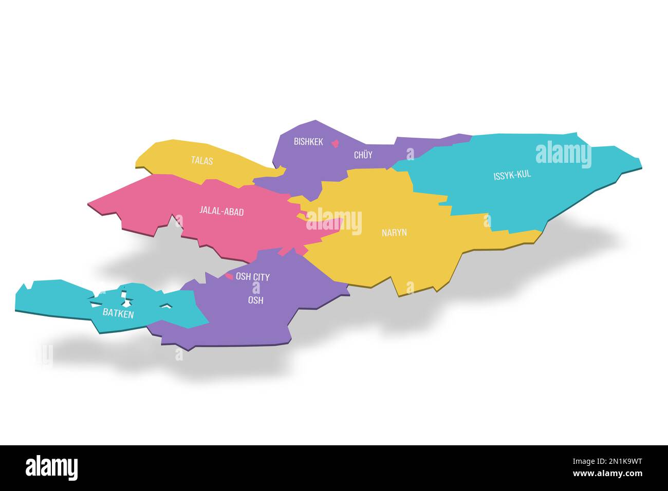 Kyrgyzstan political map of administrative divisions - regions and ...