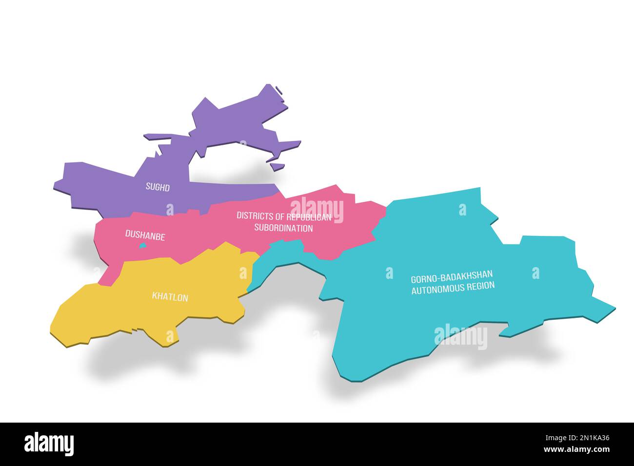Tajikistan political map of administrative divisions - regions ...