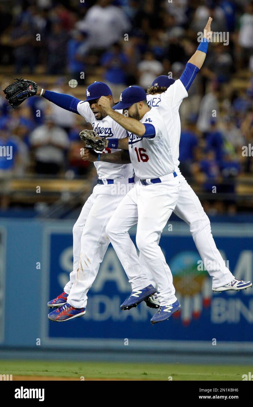 Los Angeles Dodgers left fielder Carl Crawford, left, right fielder ...