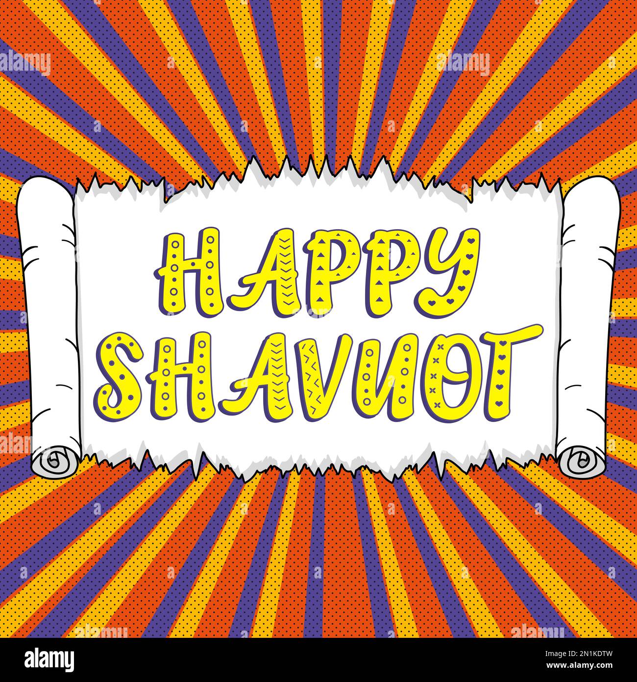 Text caption presenting Happy Shavuot. Word for Jewish holiday ...