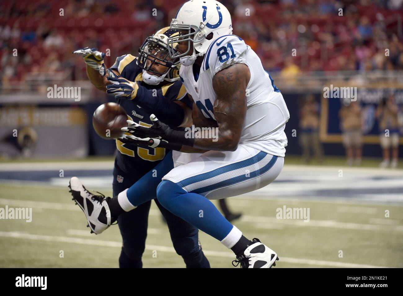 St. Louis Rams strong safety T.J. McDonald, left, knocks a pass away ...
