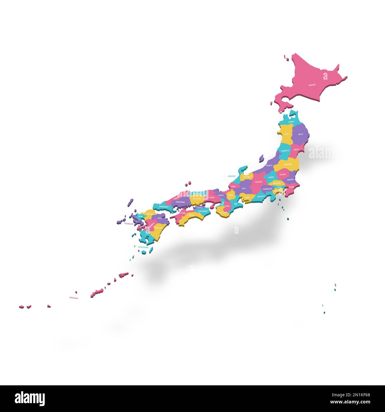 Japan political map of administrative divisions - prefectures ...