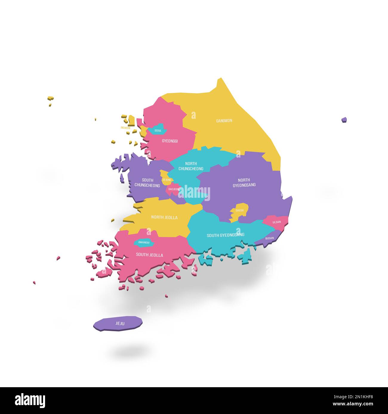 South Korea political map of administrative divisions - provinces ...