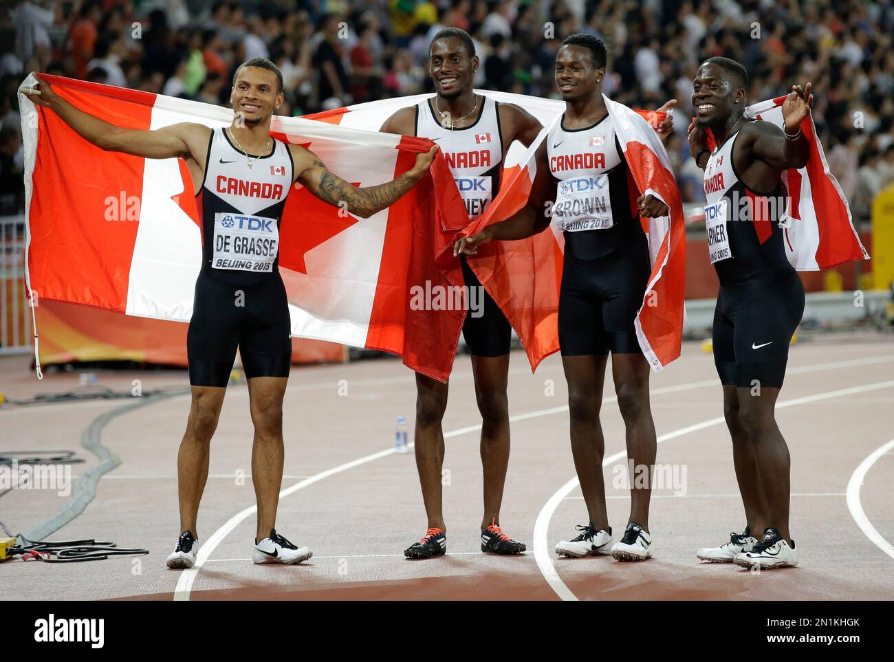 The Canadian men's relay team from left, Andre De Grasse, Brendon ...