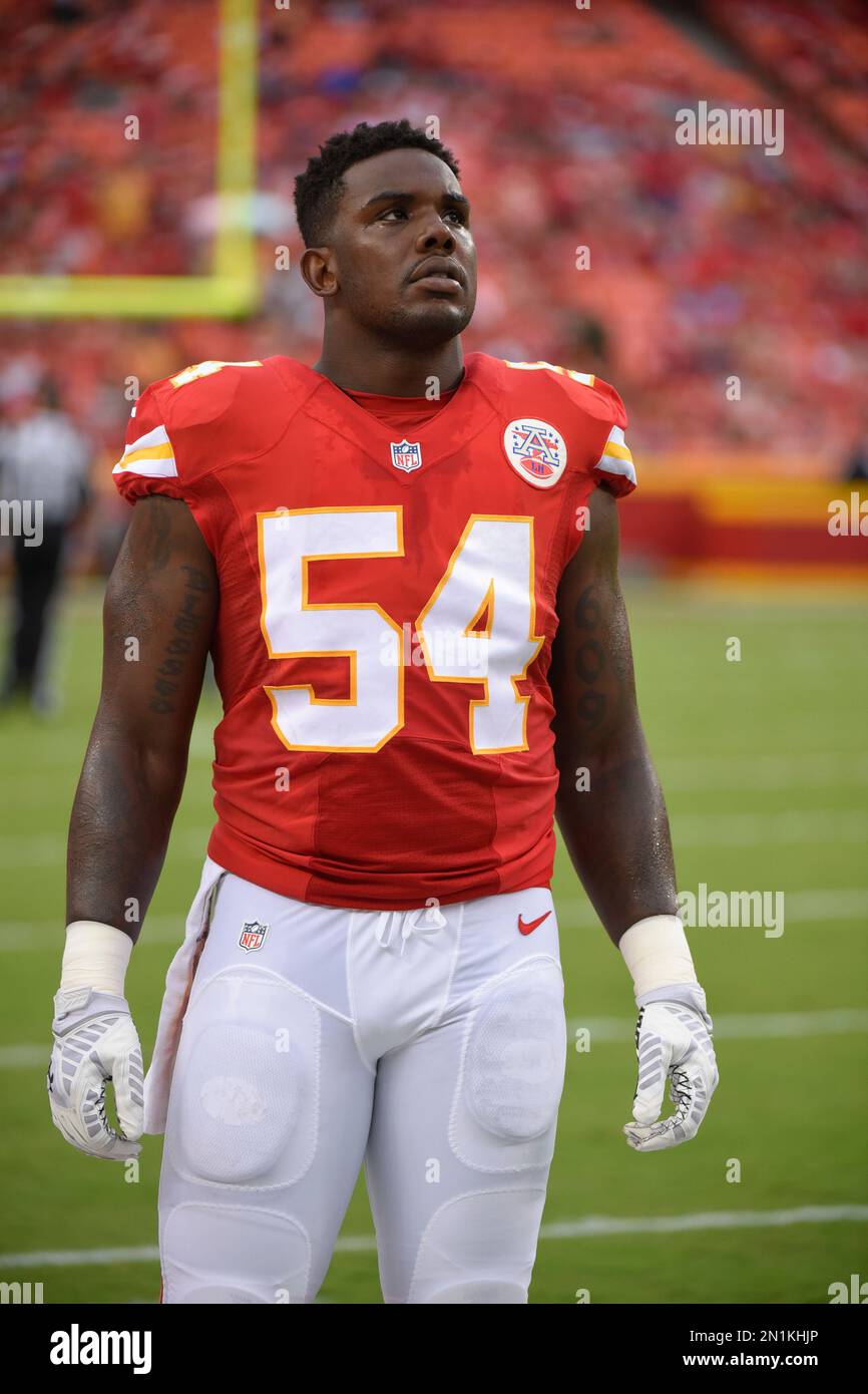 Kansas City Chiefs linebacker Dezman Moses (54) surveys the field ...