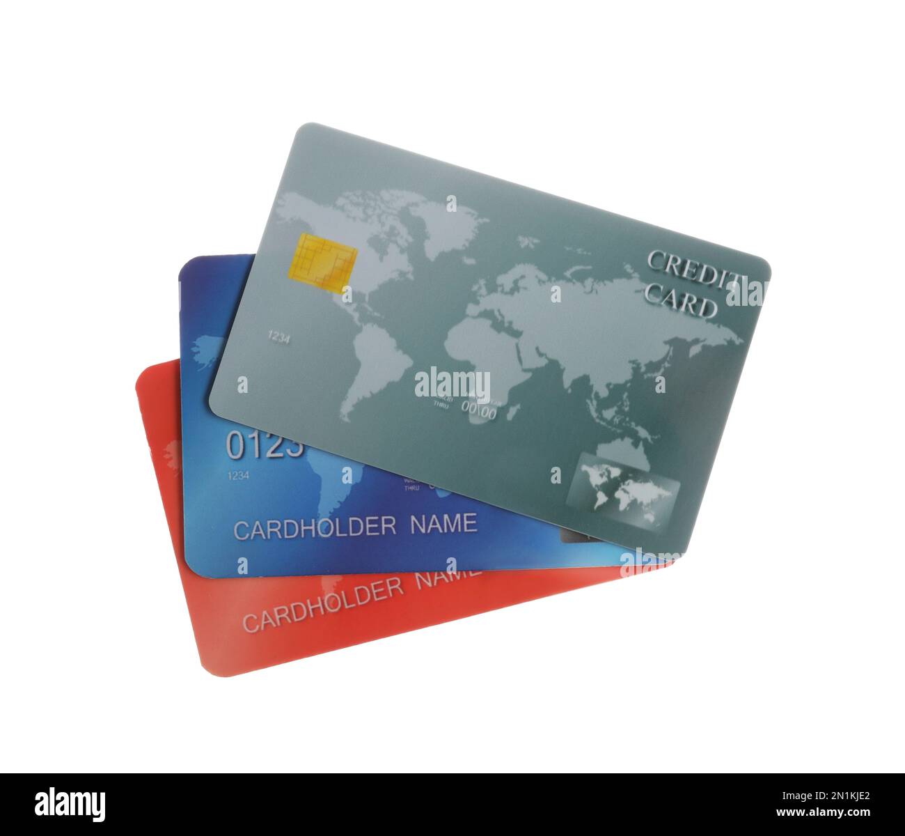 Different plastic credit cards on white background Stock Photo - Alamy