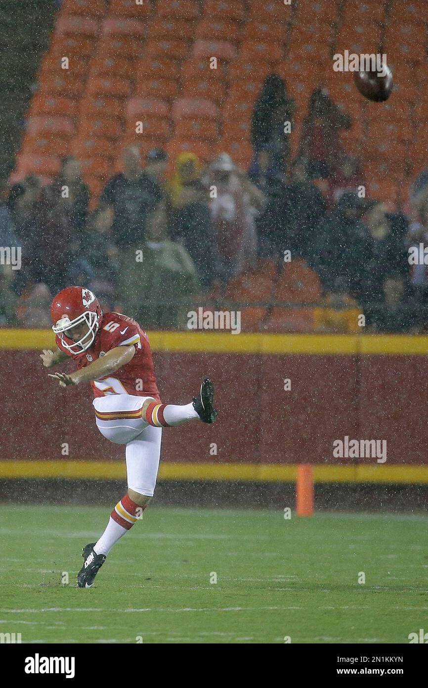 Kansas City Chiefs kicker Cairo Santos (5) kicks the ball during the ...