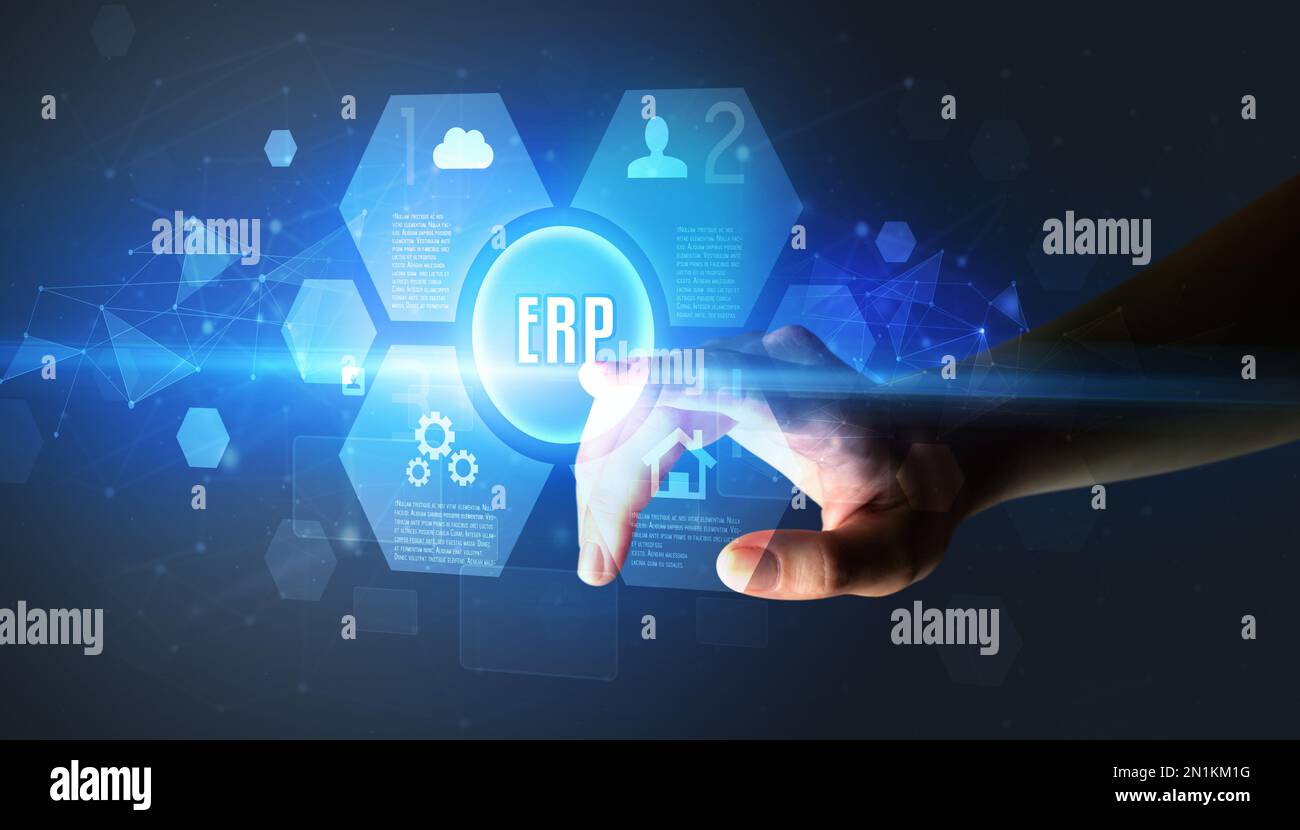 Hand touching digital button concept Stock Photo - Alamy