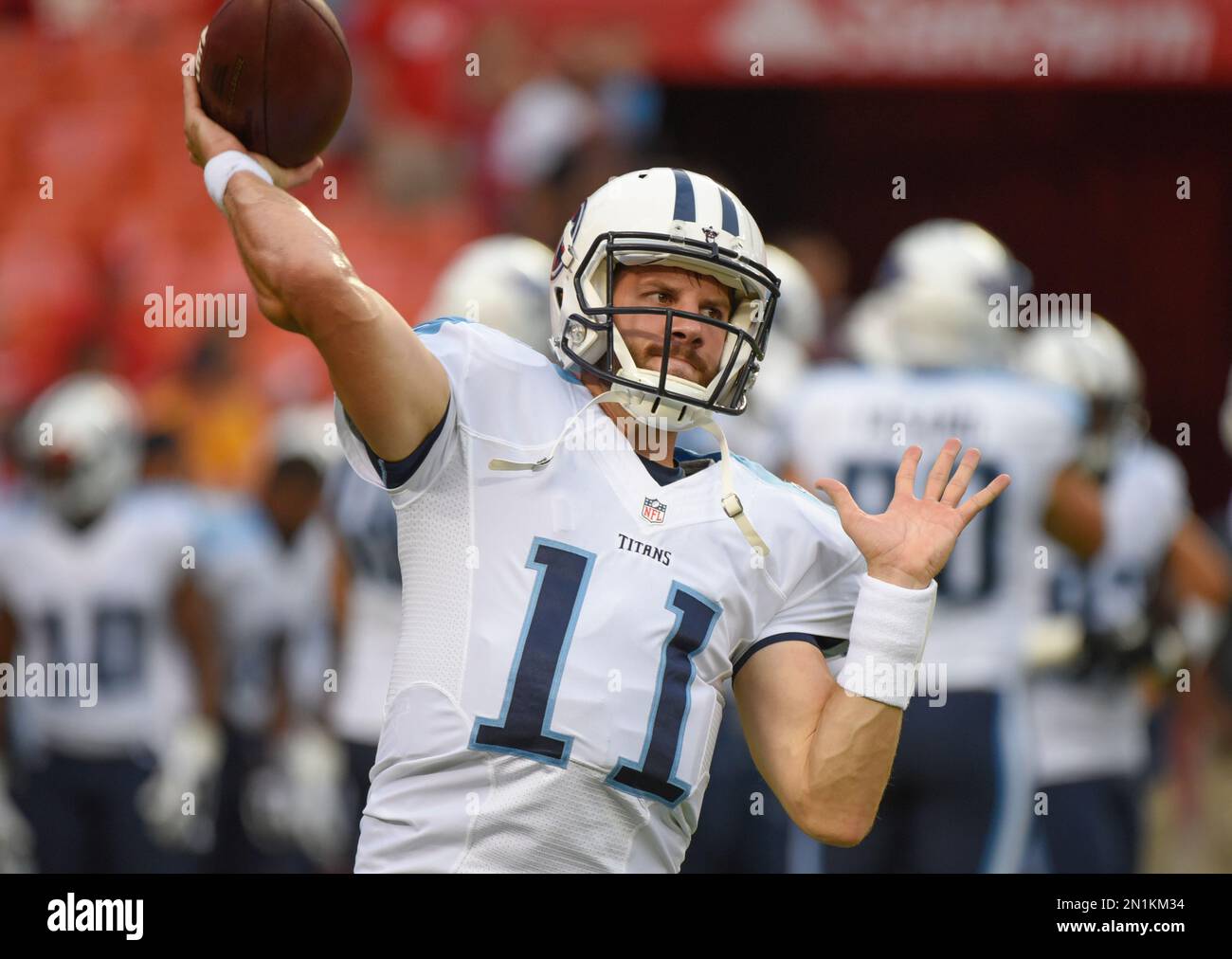 Tennessee Titans quarterback Alex Tanney (11) throws before a preseason ...