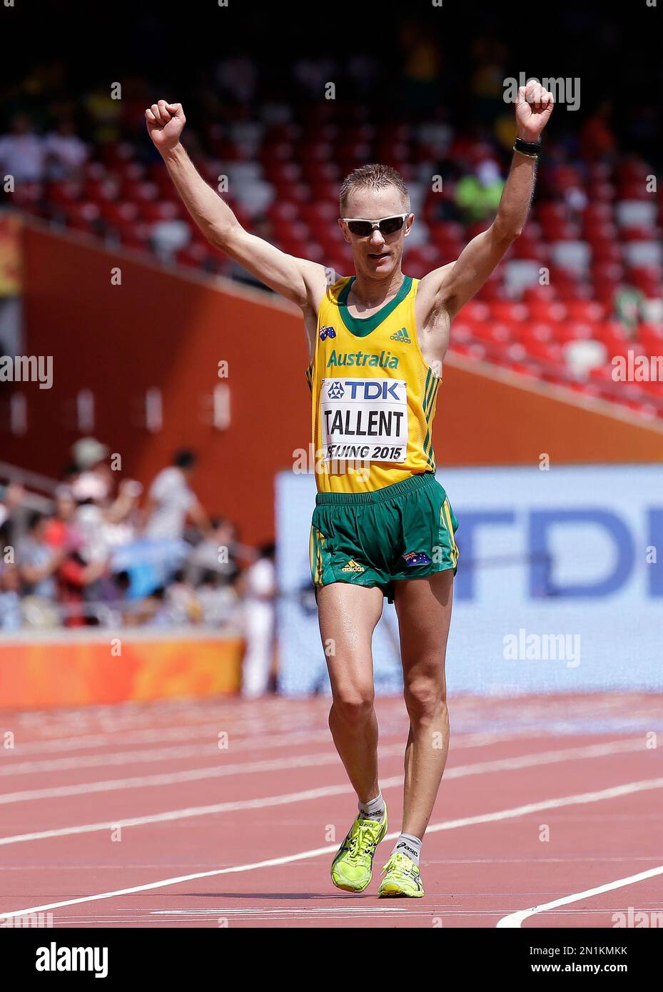 Australia's Jared Tallent celebrates finishing second in the World ...