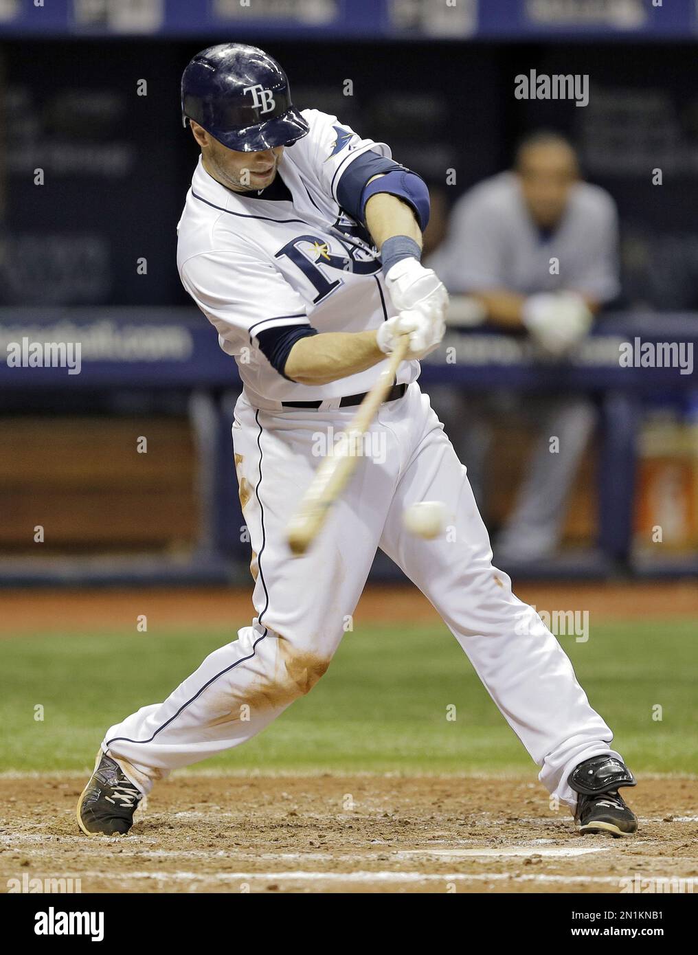 Tampa Bay Rays' Daniel Nava grounds out to Kansas City Royals left ...