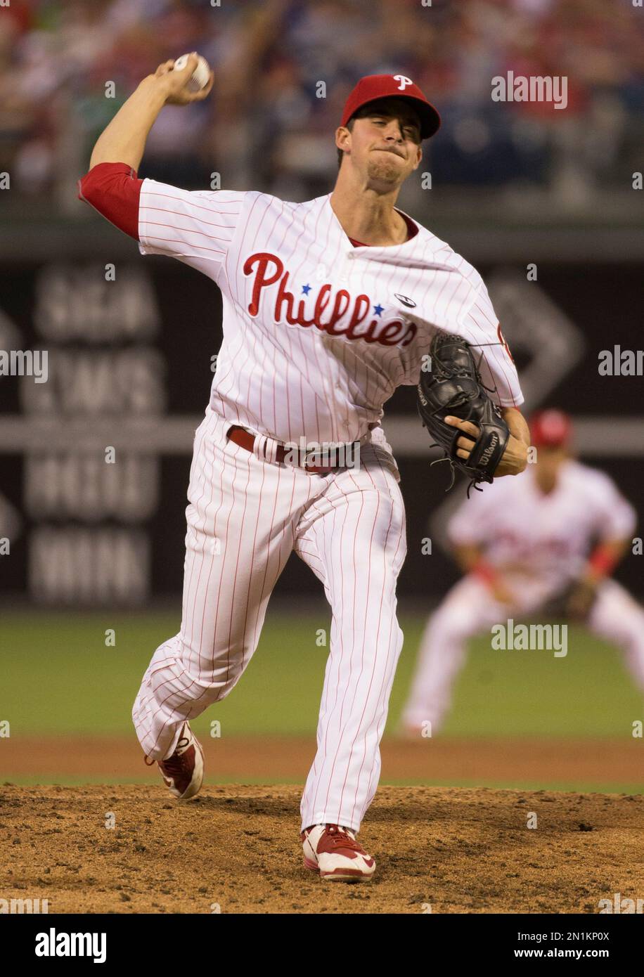 Philadelphia Phillies starting pitcher Aaron Nola throws a pitch during ...