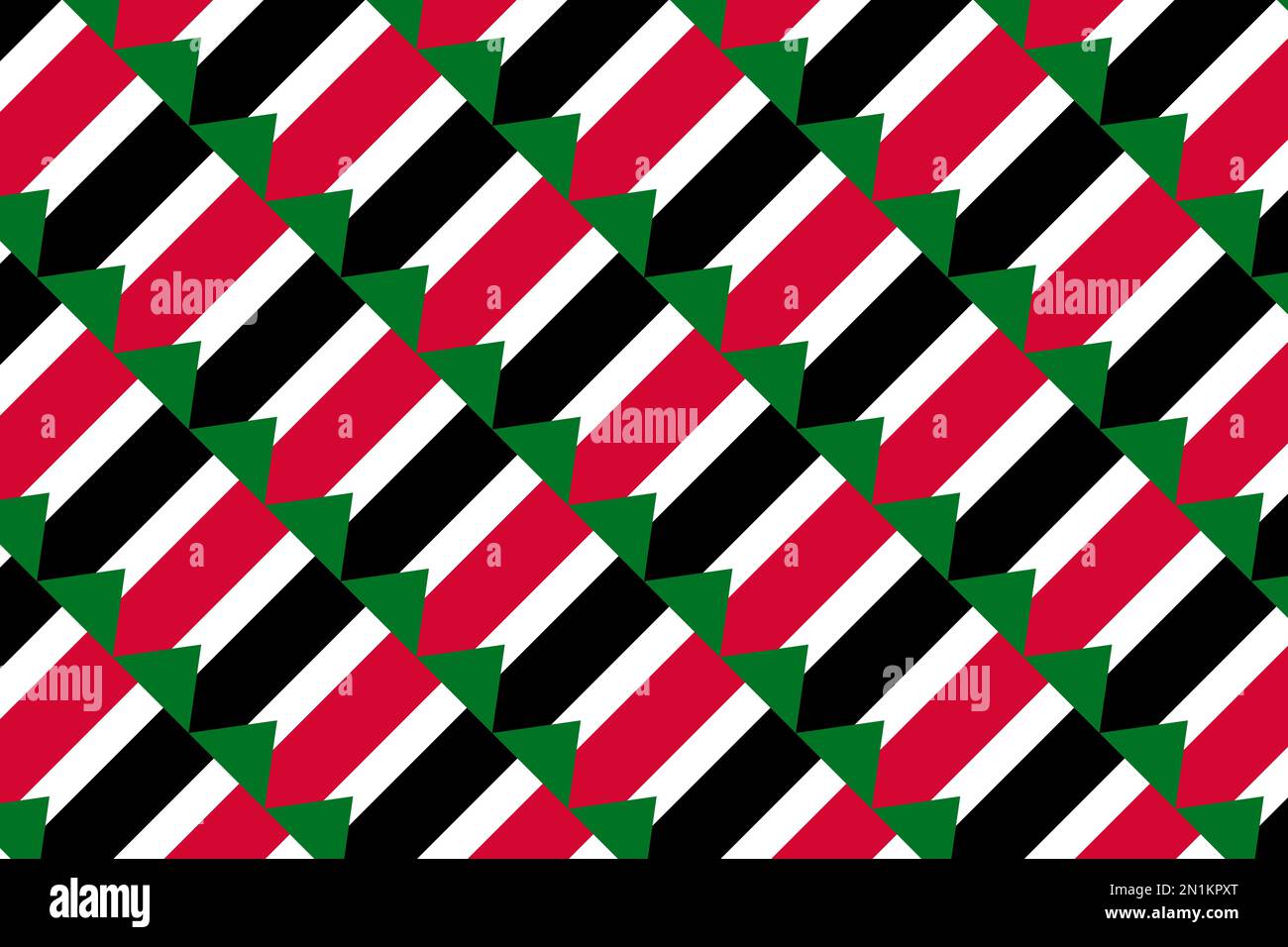 Geometric pattern in the colors of the national flag of Sudan. The ...