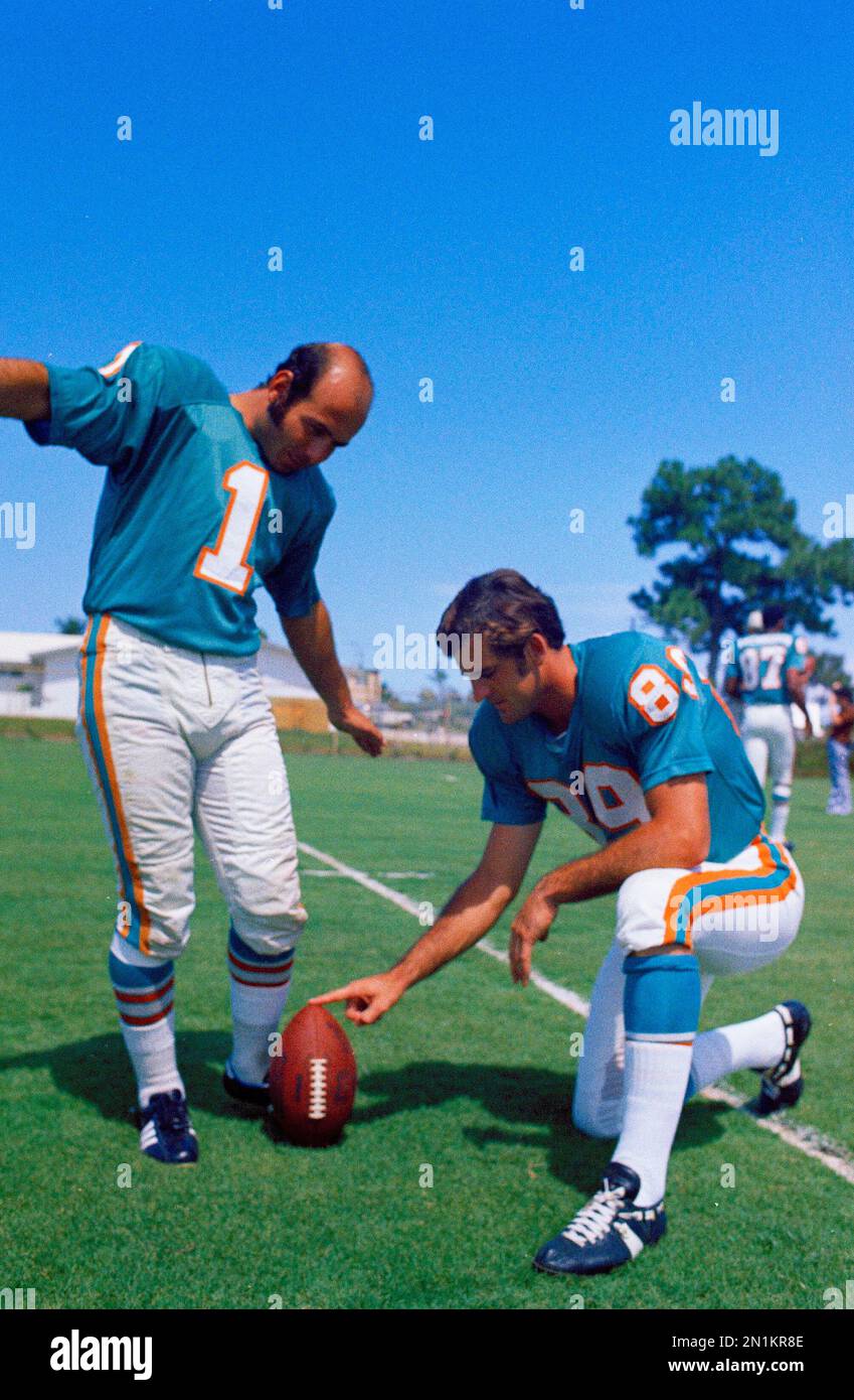 Miami Dolphins kicker Garo Yepremian (1) is pictured with an ...