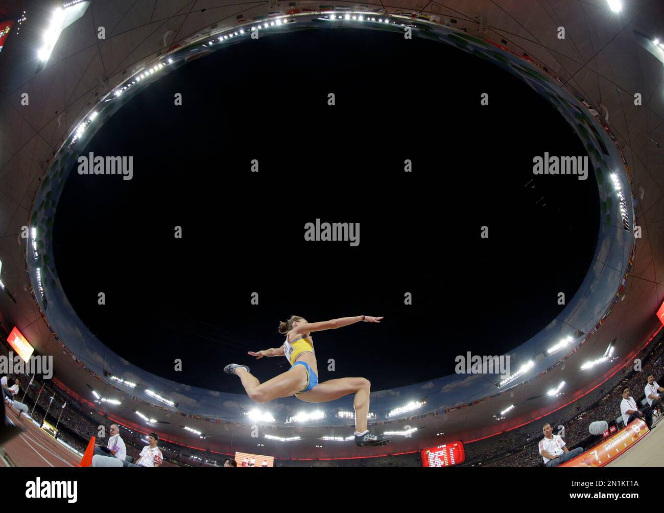 Sweden's Erica Jarder competes in the women's long jump final at the ...