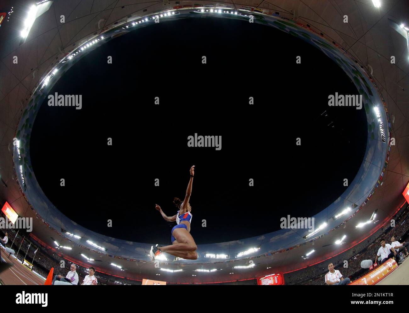 Britain's Shara Proctor competes on her way to the silver medal in the ...