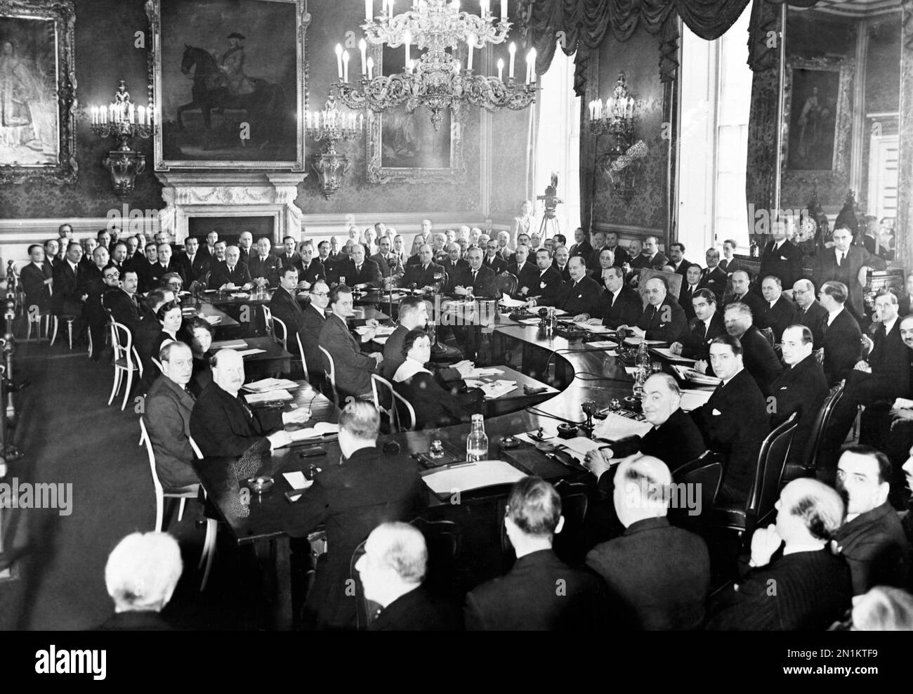 Photograph taken just before Herr von Ribbentrop began his historic ...