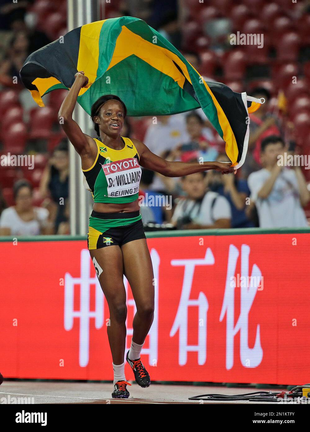 Jamaica's Danielle Williams celebrates winning the women’s 100m hurdles ...