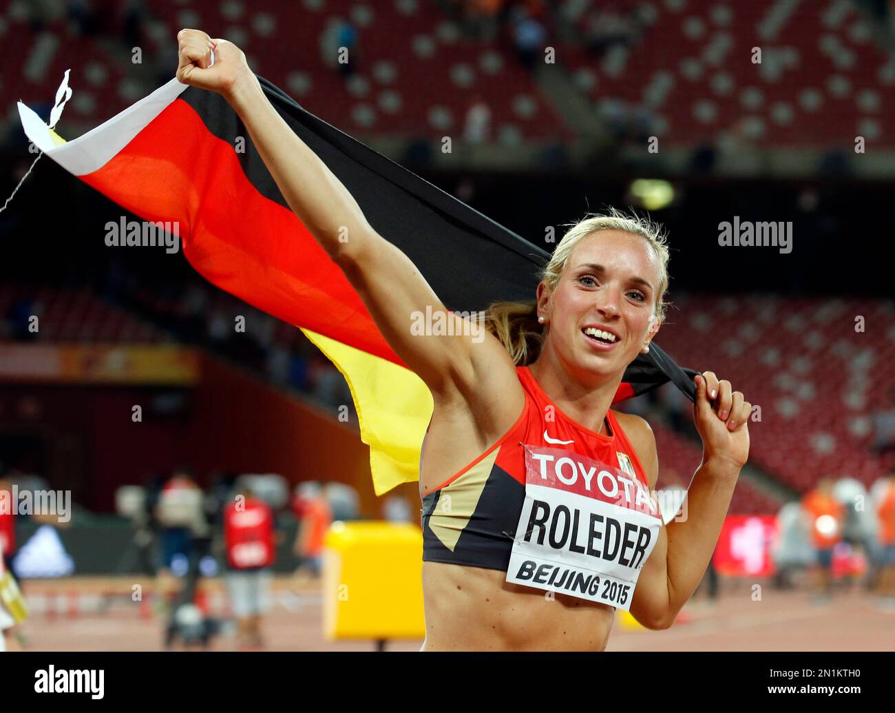 Germany's Cindy Roleder celebrates after taking the silver medal in the ...