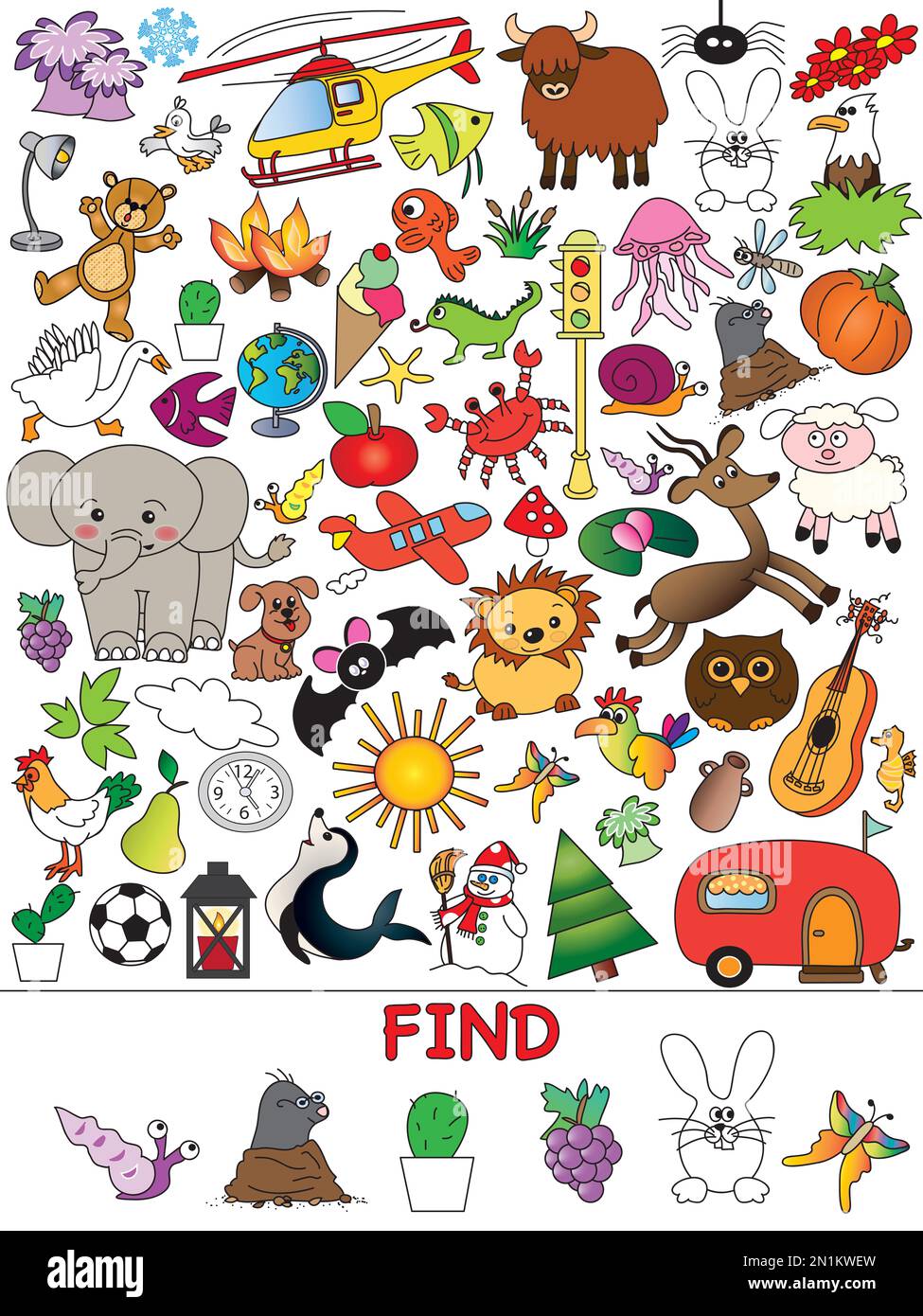 illustration of children game find six objects Stock Photo - Alamy