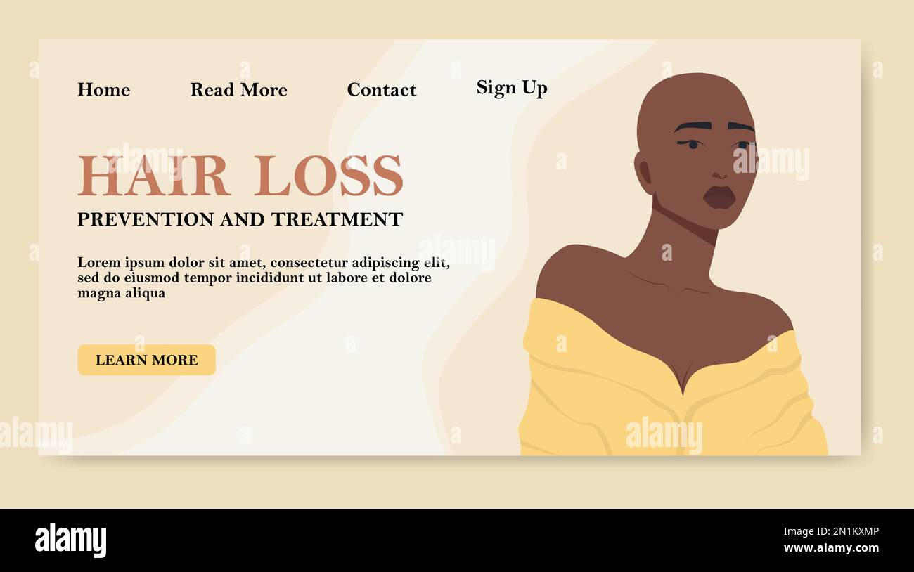 Young Woman Alopecia Awareness Month banner. Bald is beautiful Stock ...