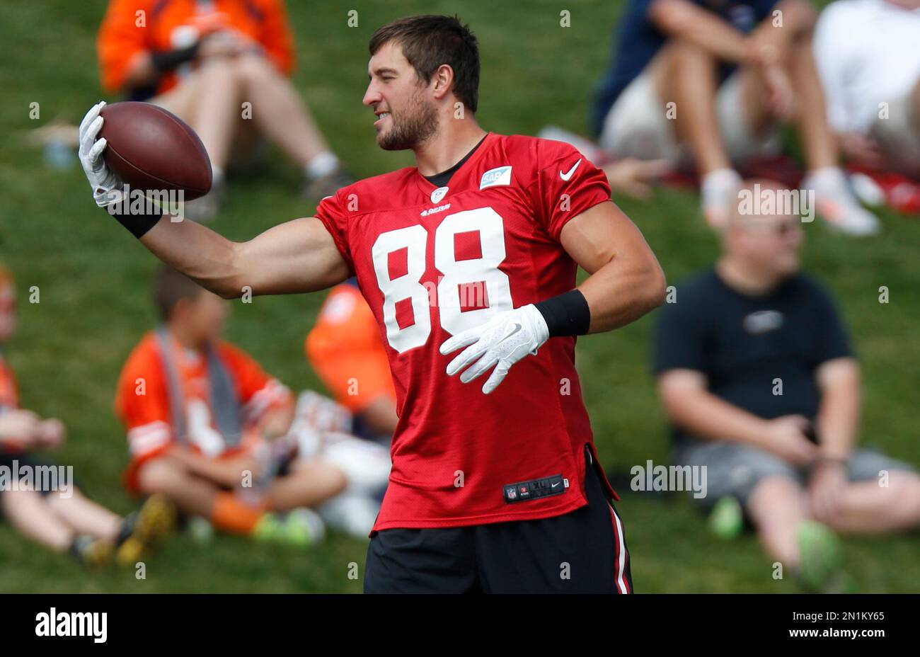 San Francisco 49ers tight end Garrett Celek (88) before the two teams ...