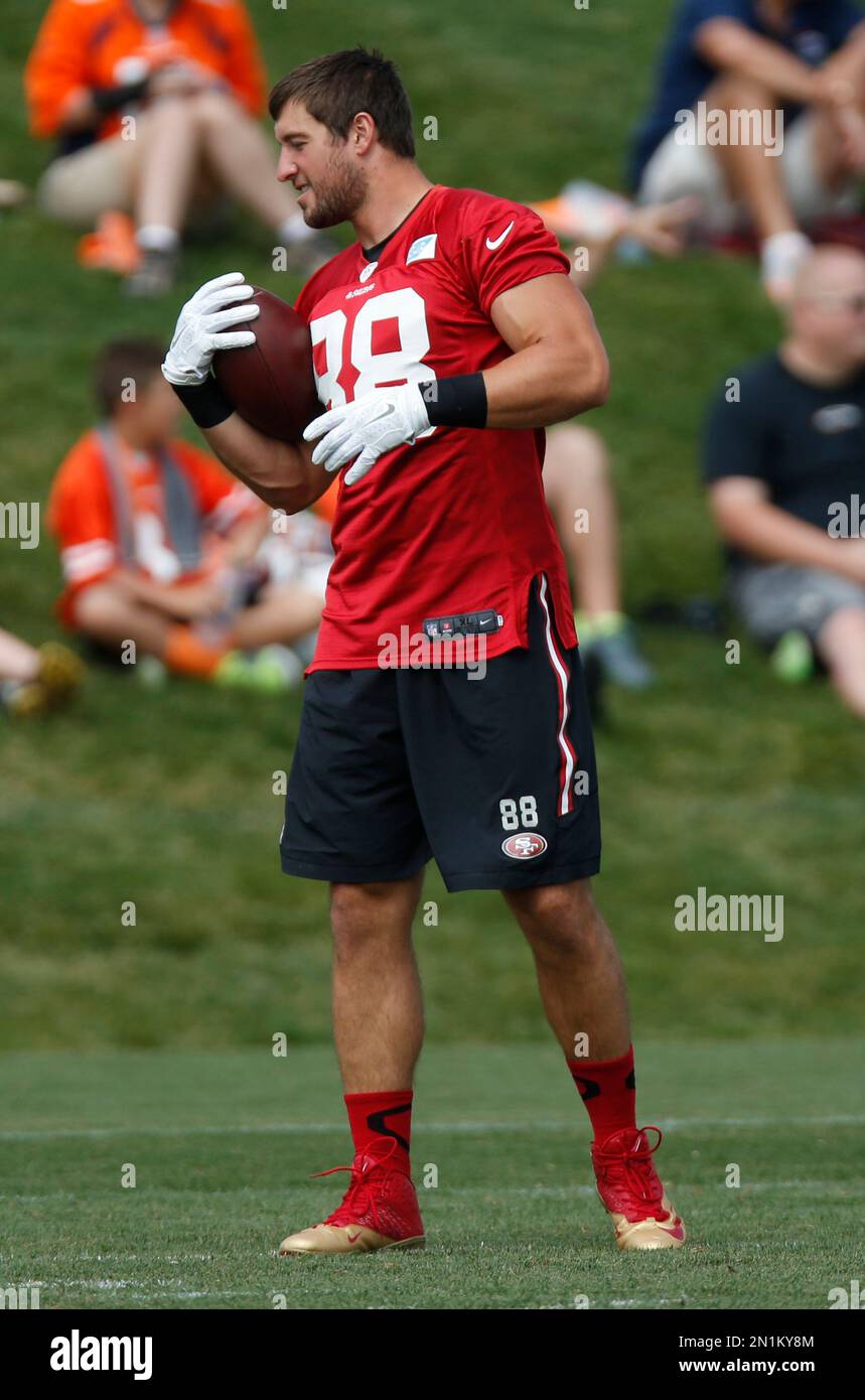 San Francisco 49ers tight end Garrett Celek (88) before the two teams ...